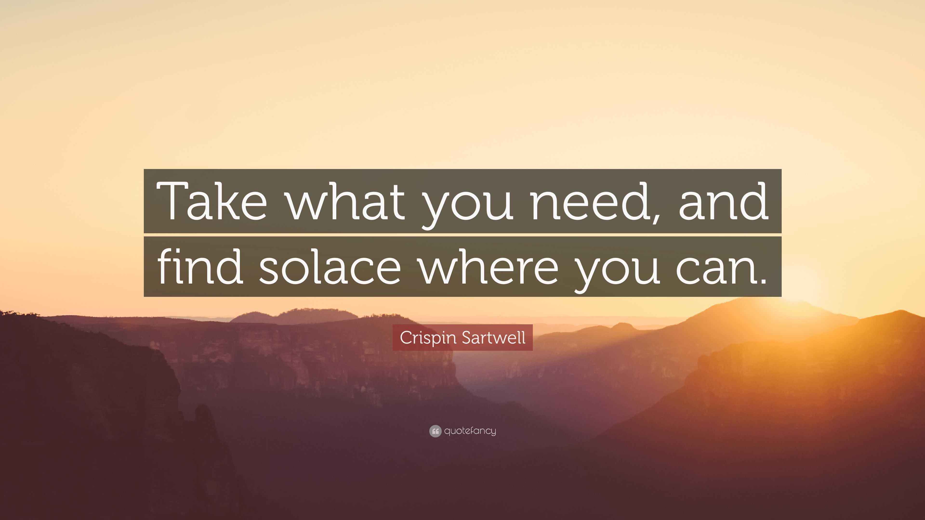 Crispin Sartwell Quote: “Take what you need, and find solace where you ...