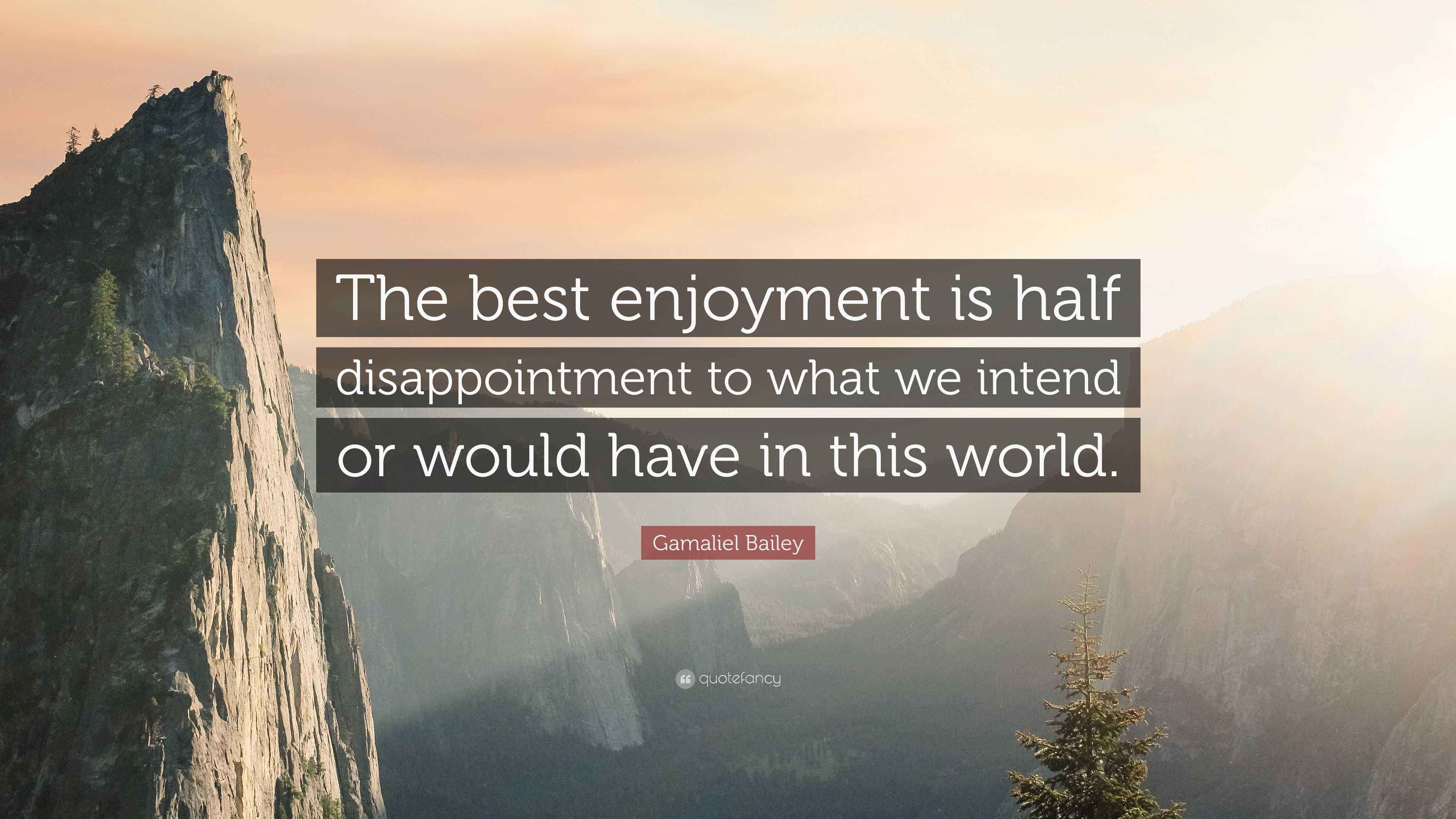 Gamaliel Bailey Quote: “The best enjoyment is half disappointment to ...