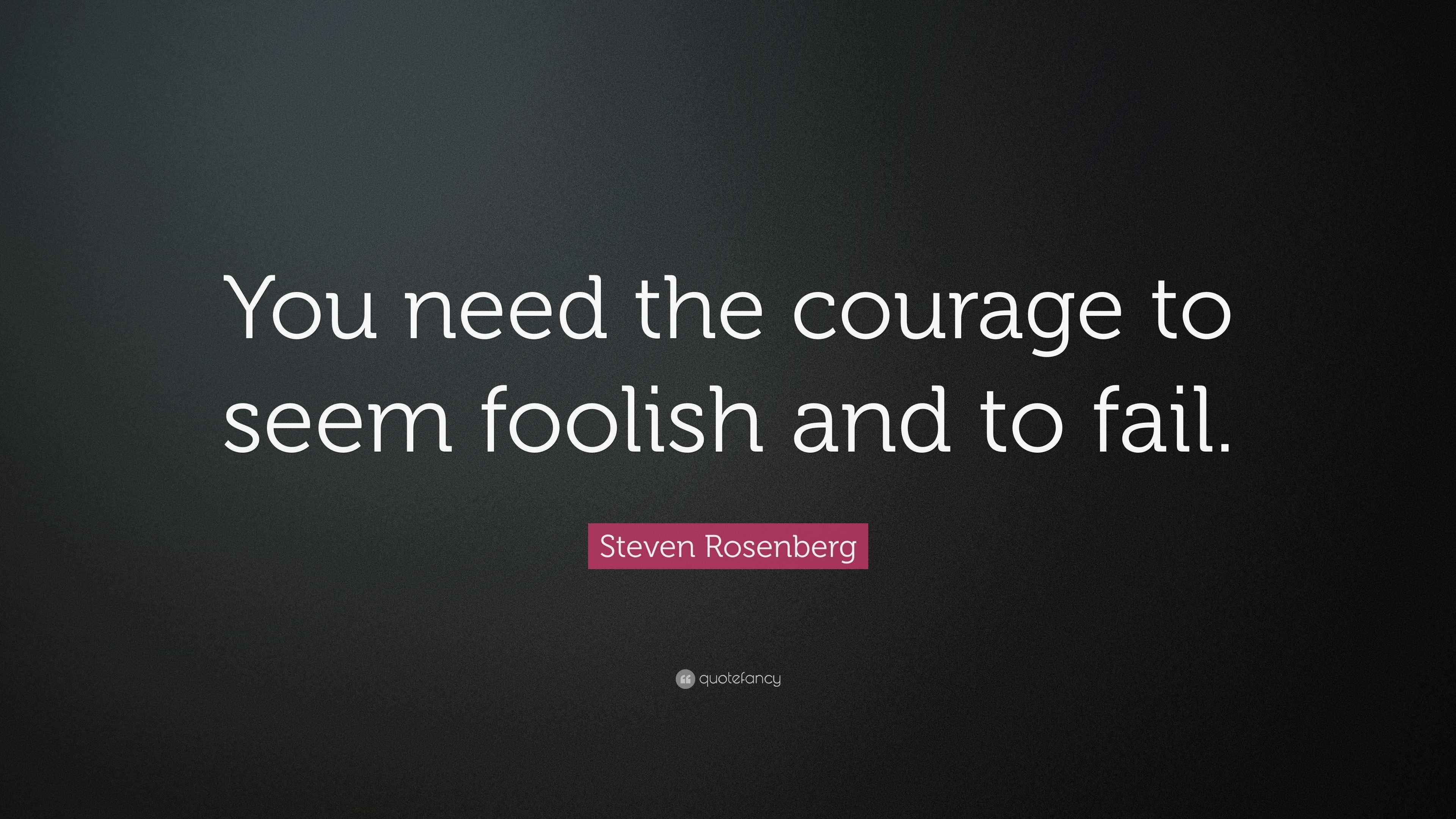 Steven Rosenberg Quote: “You need the courage to seem foolish and to fail.”