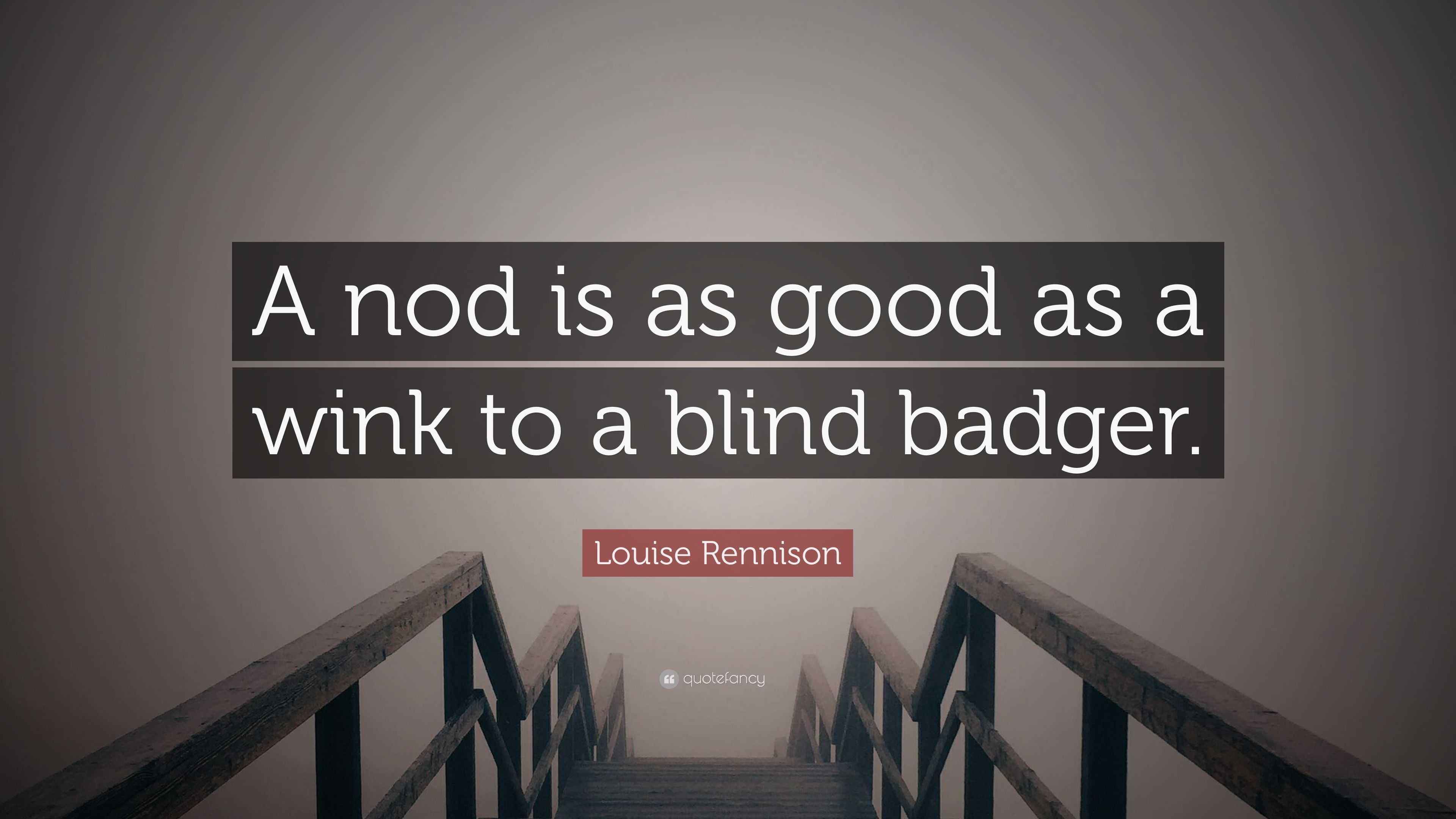 Louise Rennison Quote: “A nod is as good as a wink to a blind badger.”