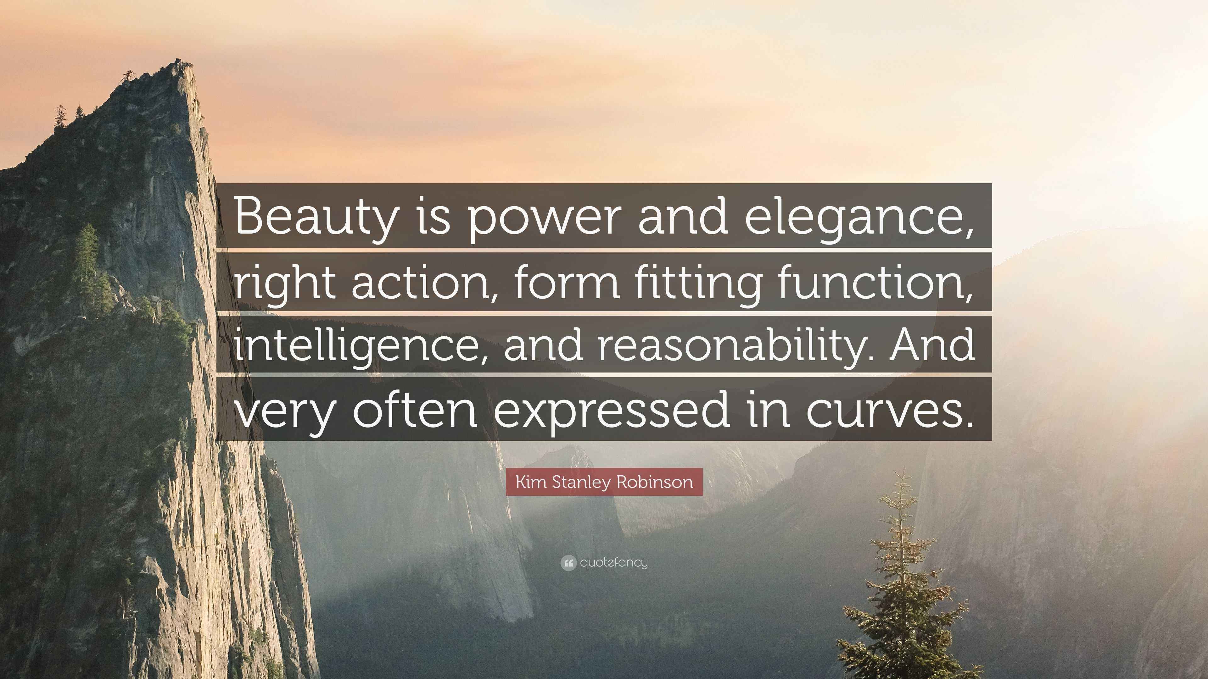 Kim Stanley Robinson Quote: “Beauty is power and elegance, right action ...