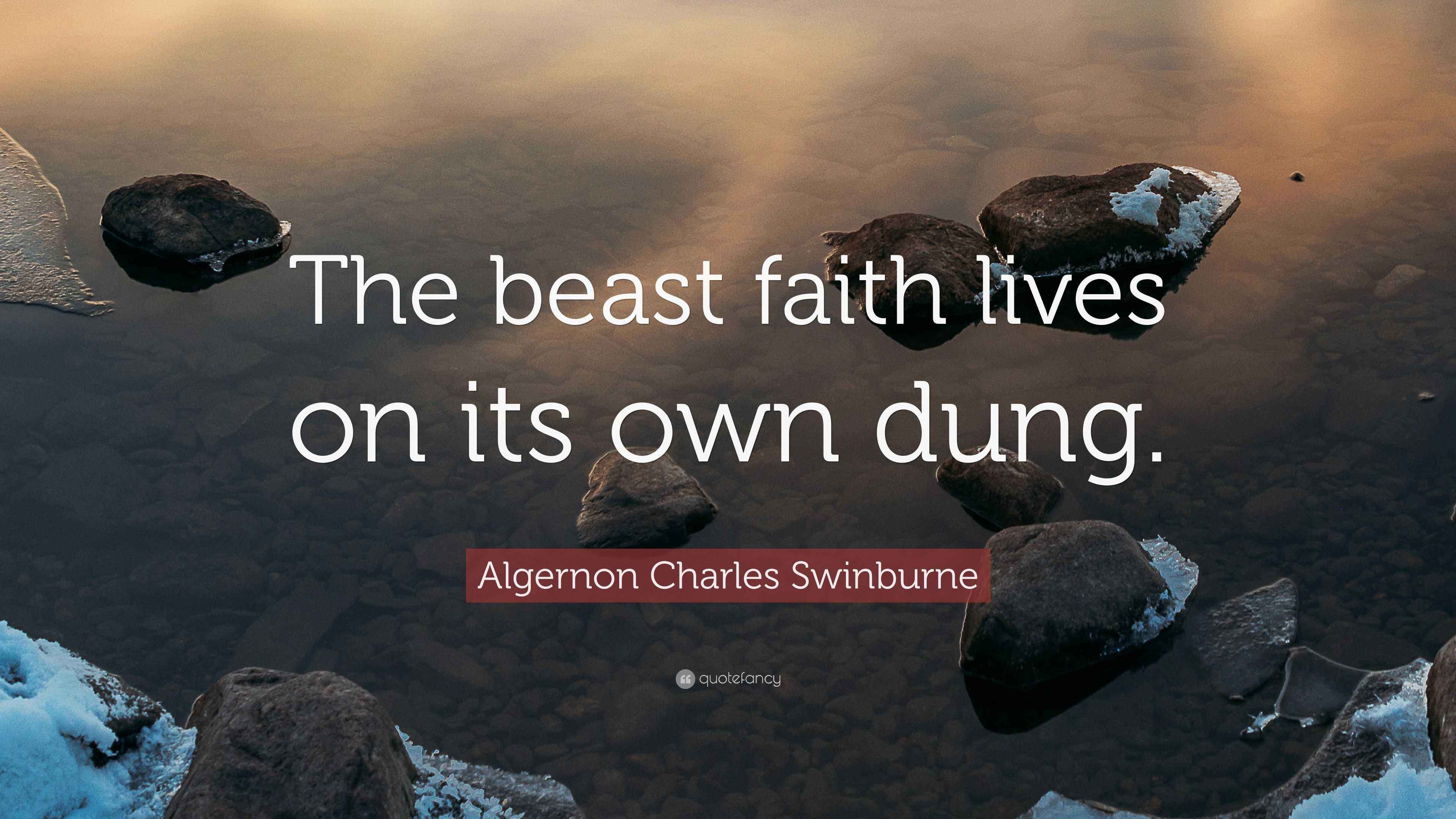 Algernon Charles Swinburne Quote: “The beast faith lives on its own dung.”