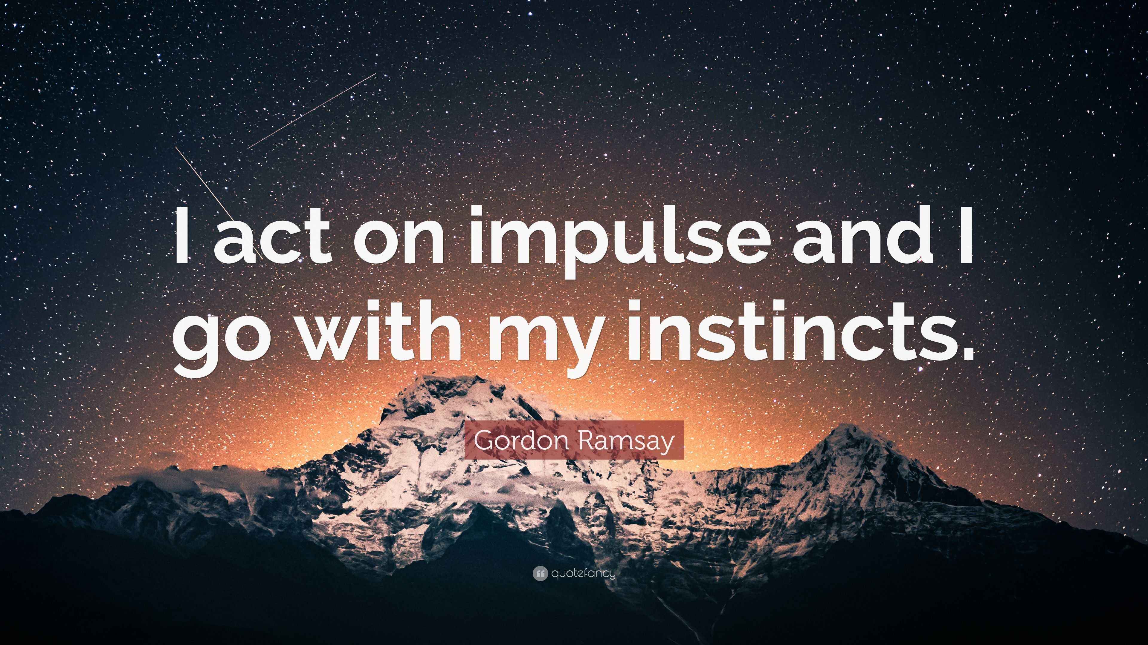 Gordon Ramsay Quote: “I act on impulse and I go with my instincts.”