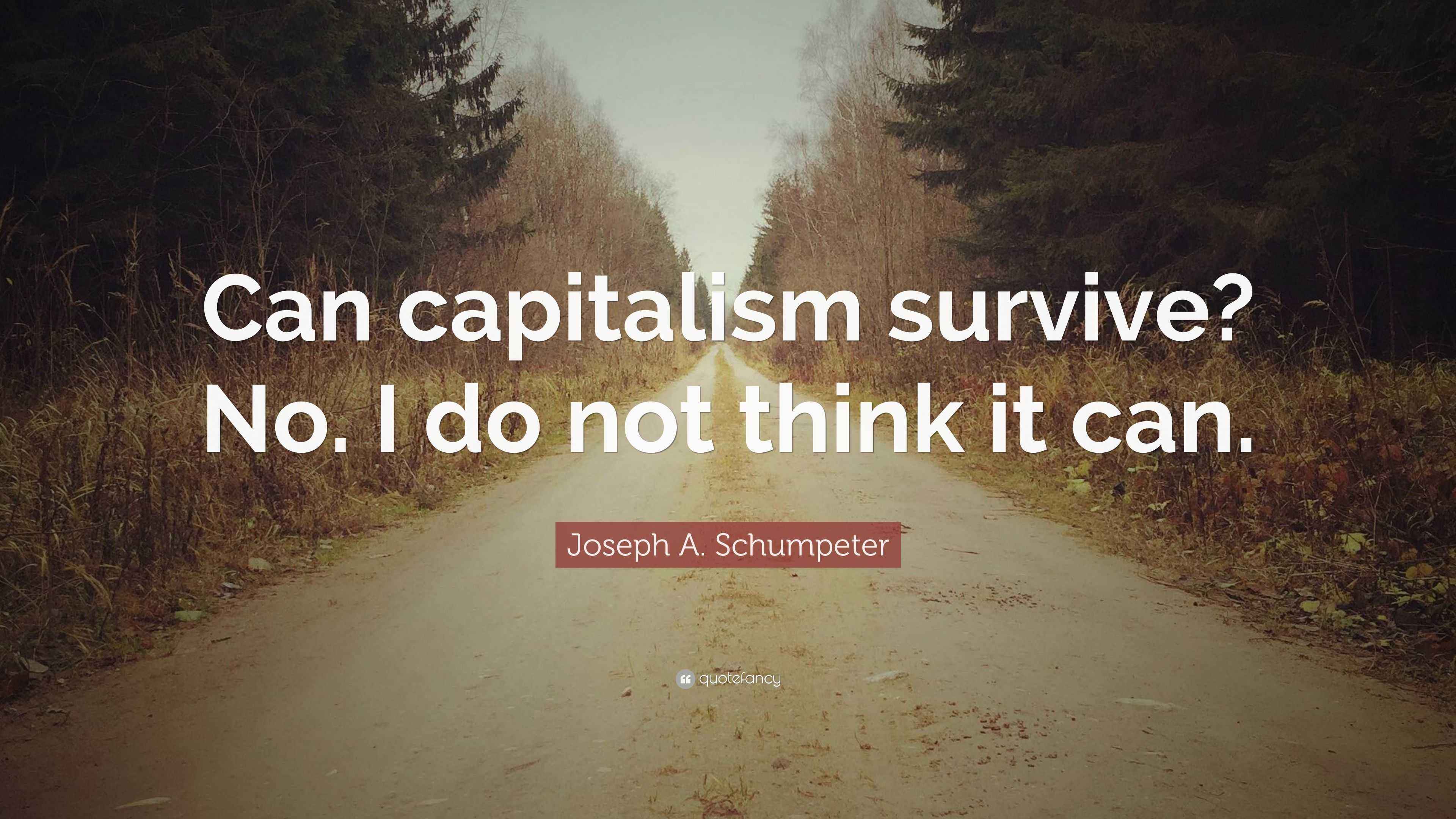 Joseph A. Schumpeter Quote: “Can capitalism survive? No. I do not think ...