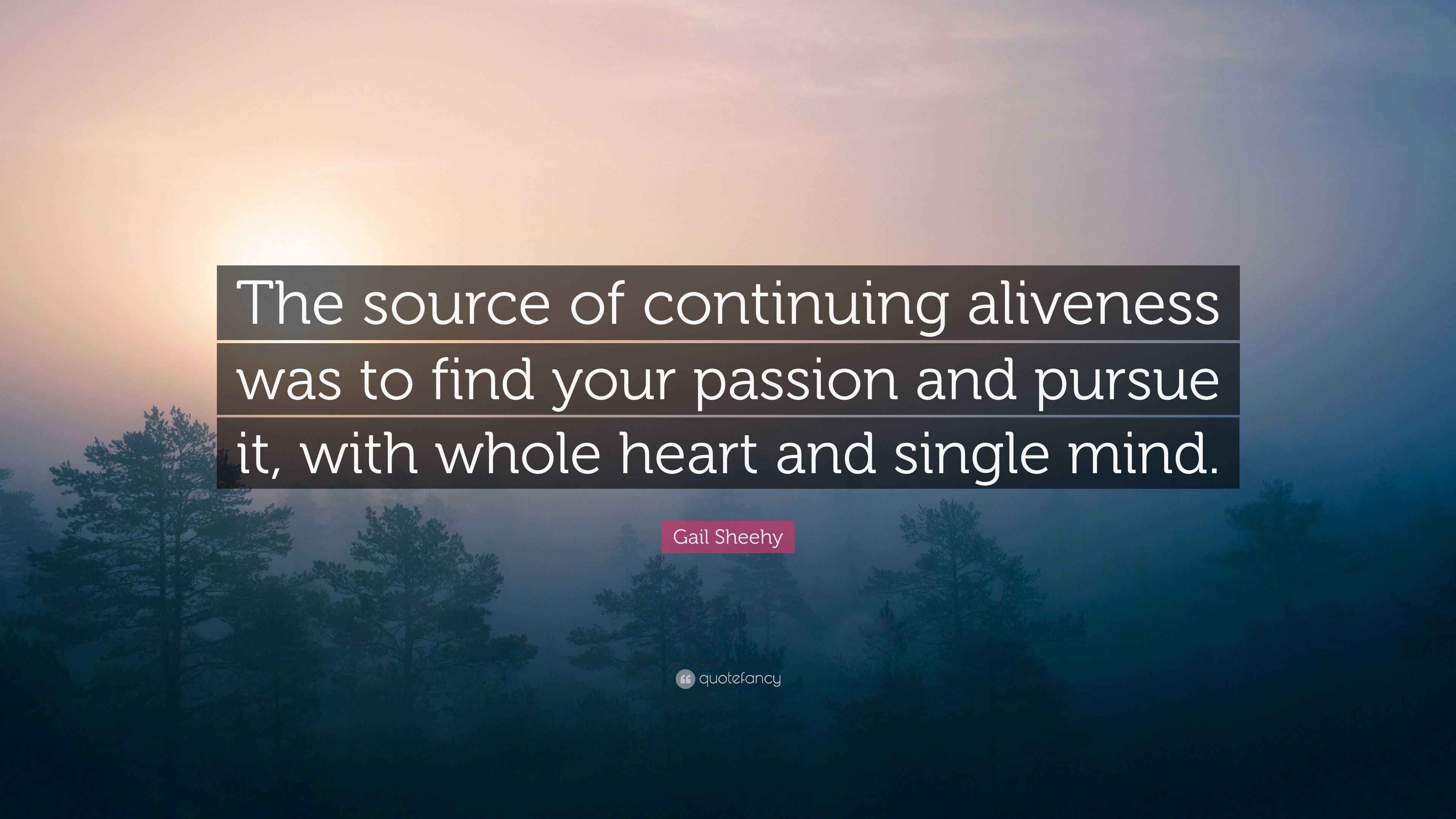 Gail Sheehy Quote: “The source of continuing aliveness was to find your ...