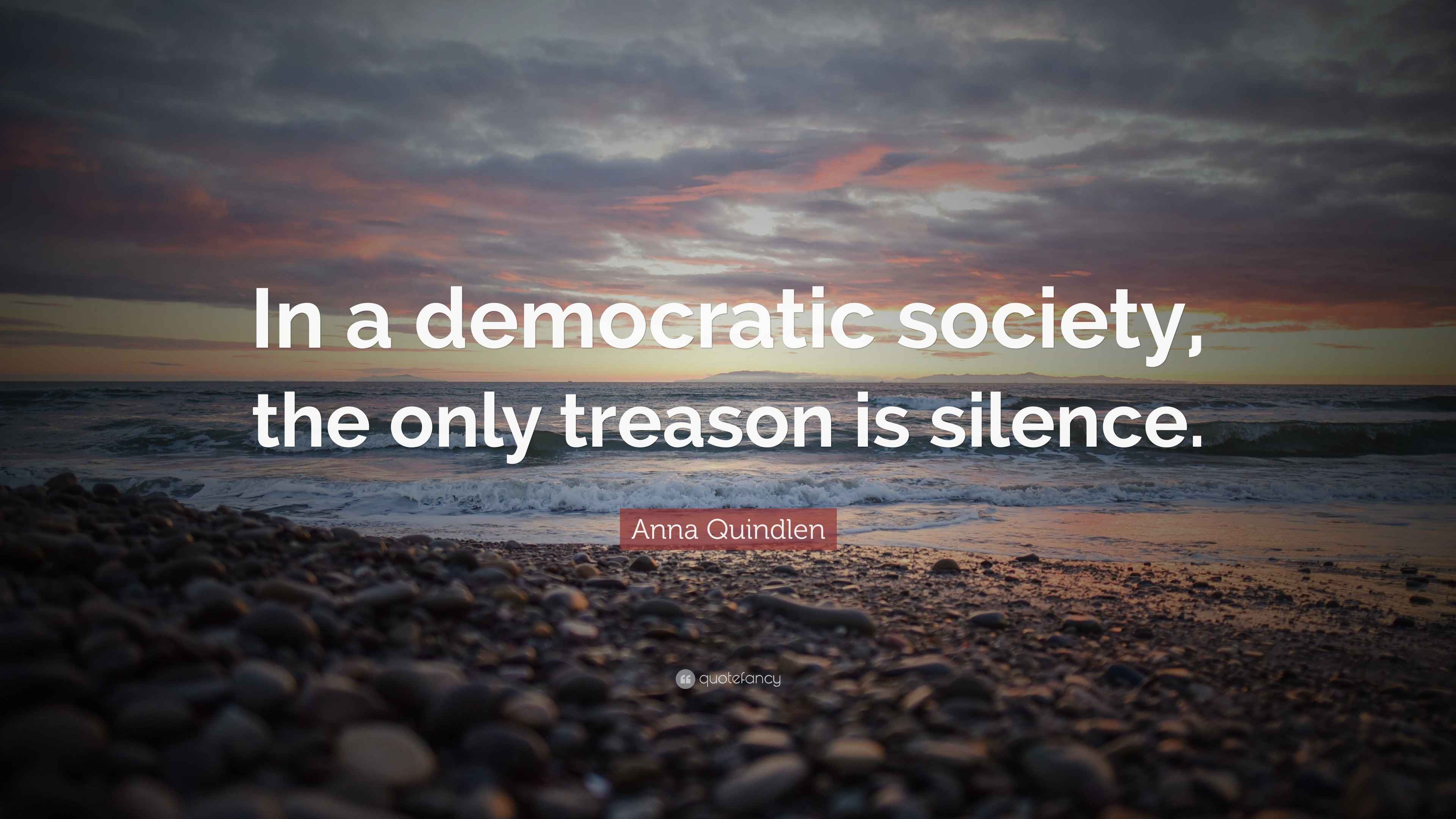 Anna Quindlen Quote: “In a democratic society, the only treason is ...