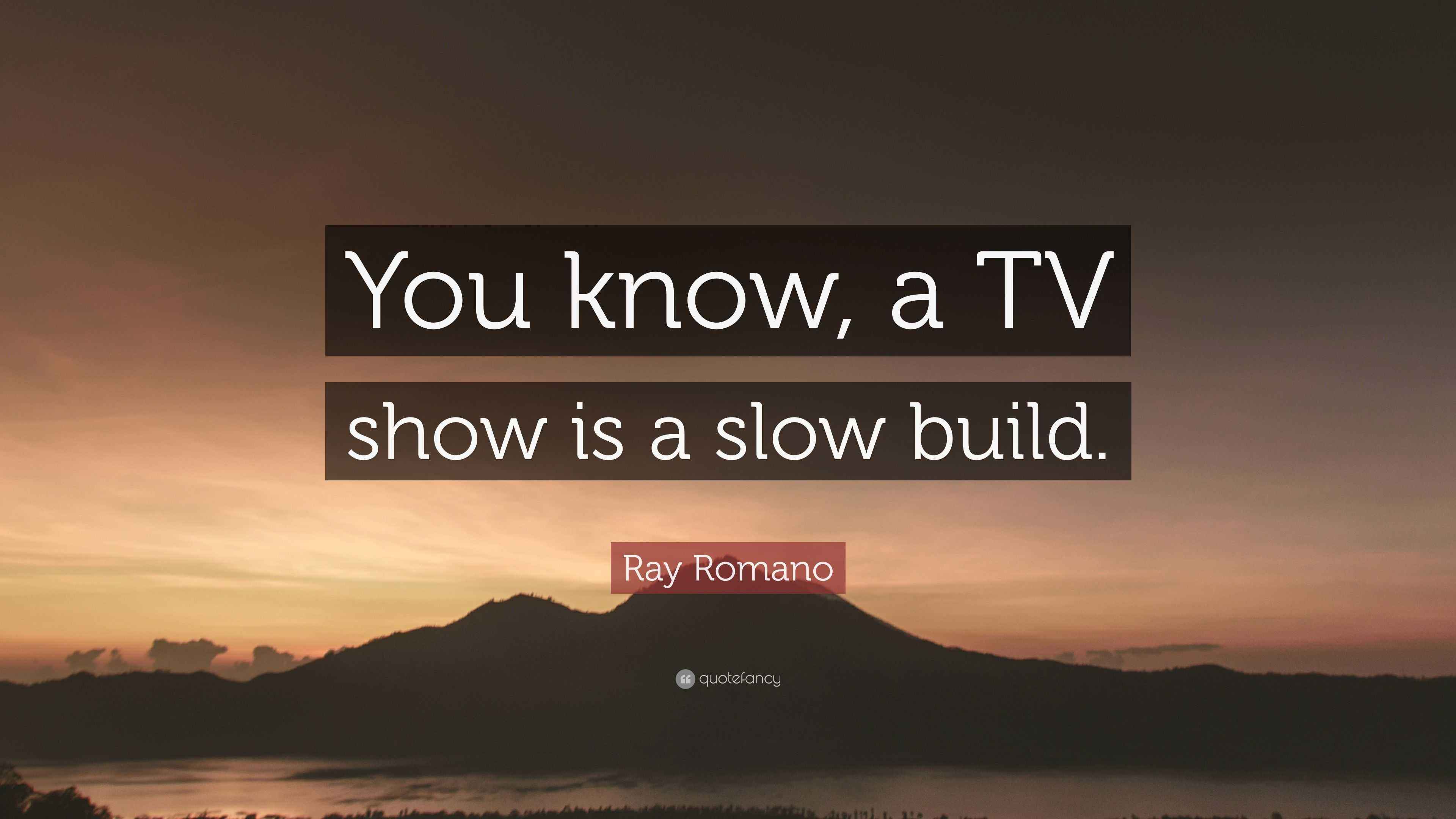 Ray Romano Quote: “You know, a TV show is a slow build.”