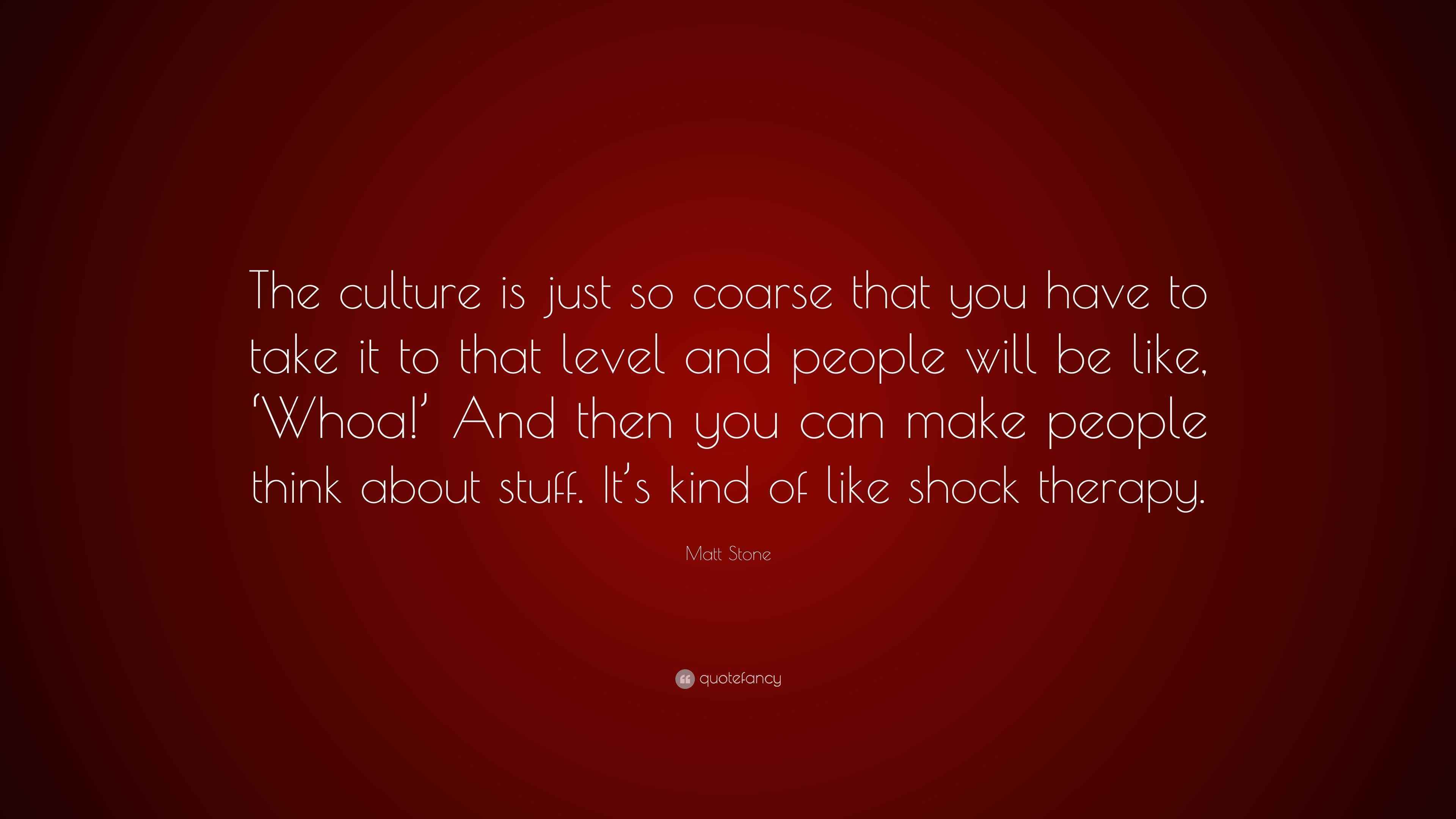 Matt Stone Quote: “The culture is just so coarse that you have to take ...
