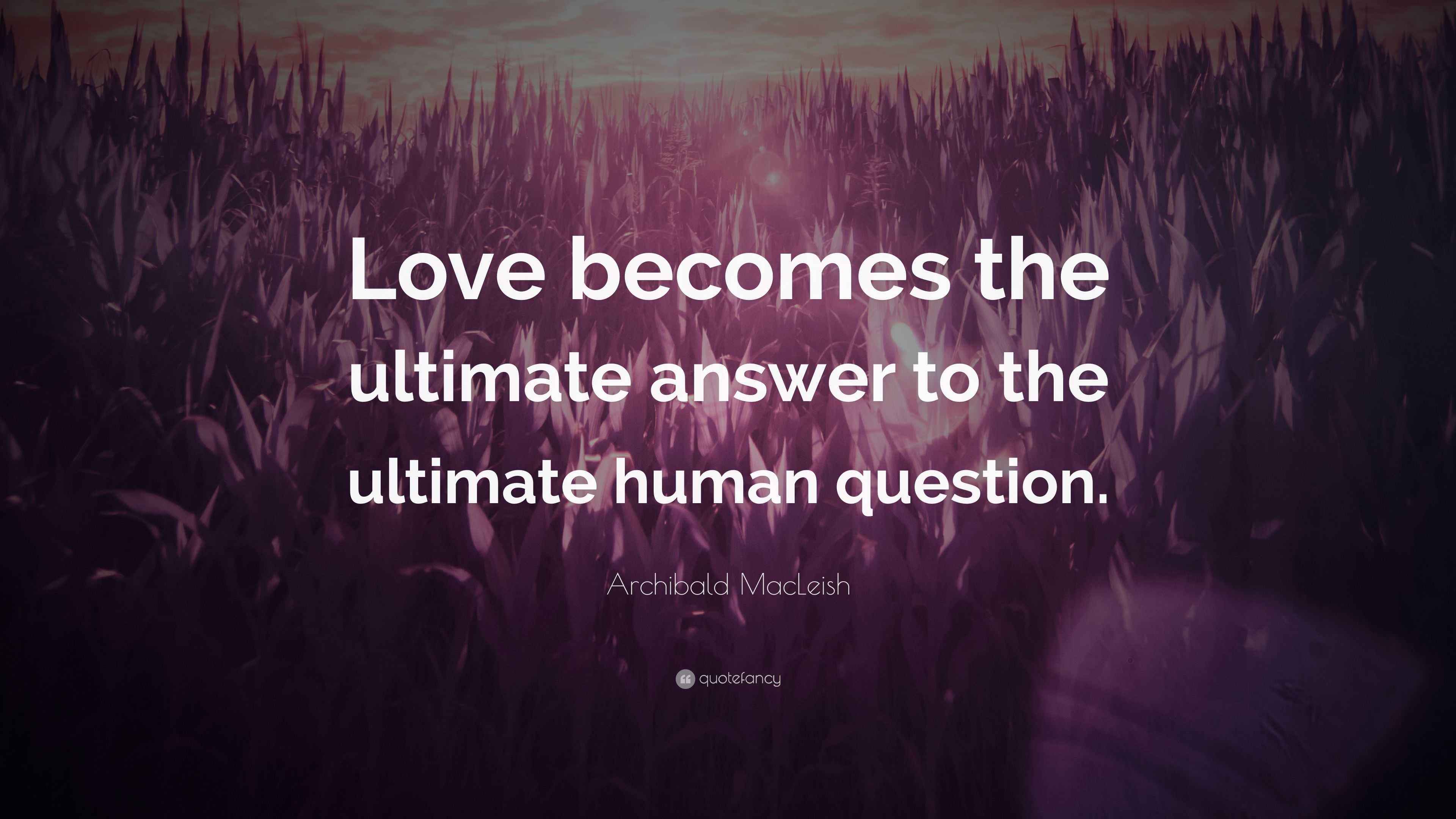 Archibald MacLeish Quote: “Love becomes the ultimate answer to the ...