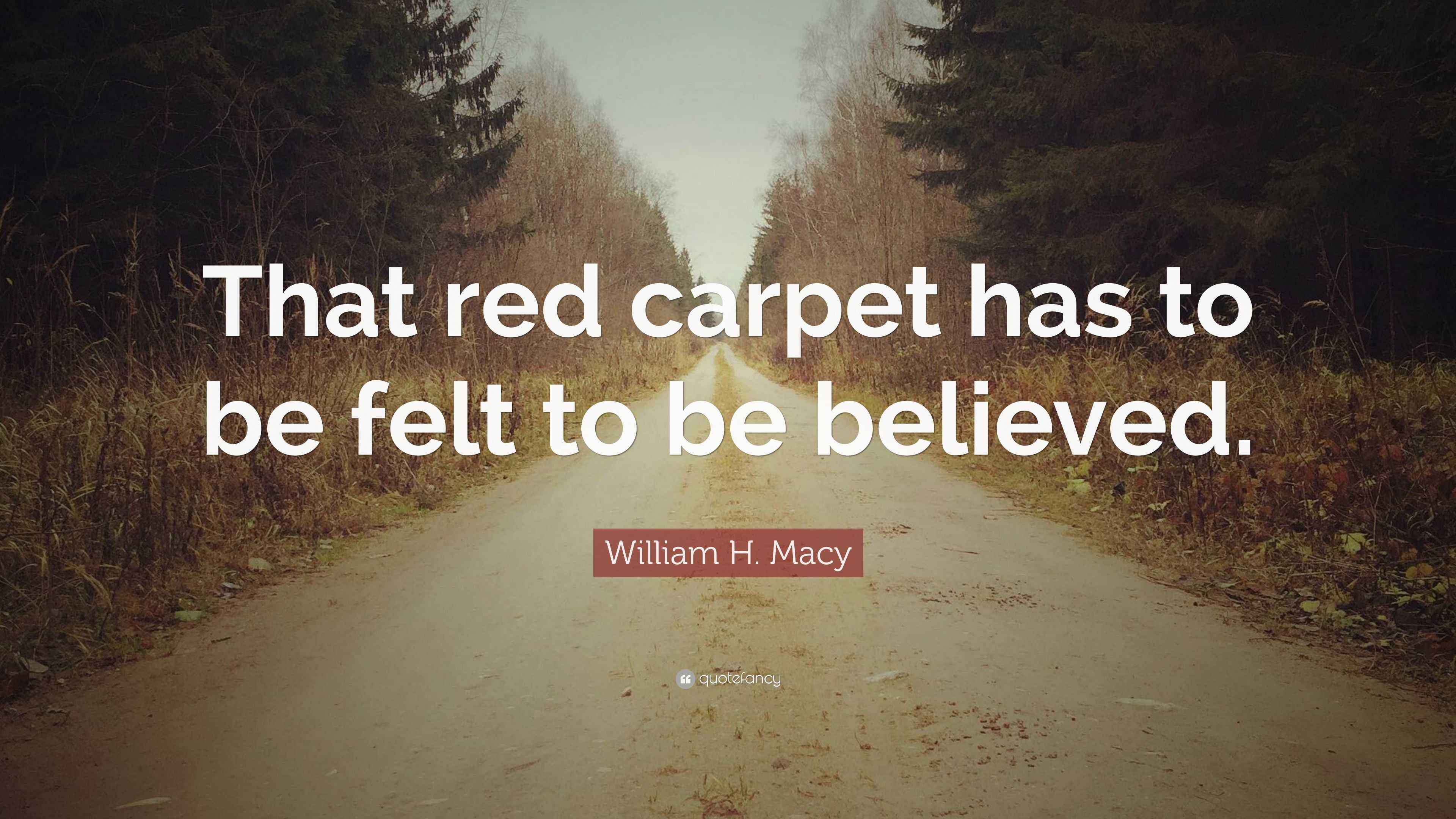 William H. Macy Quote: “That red carpet has to be felt to be believed.”