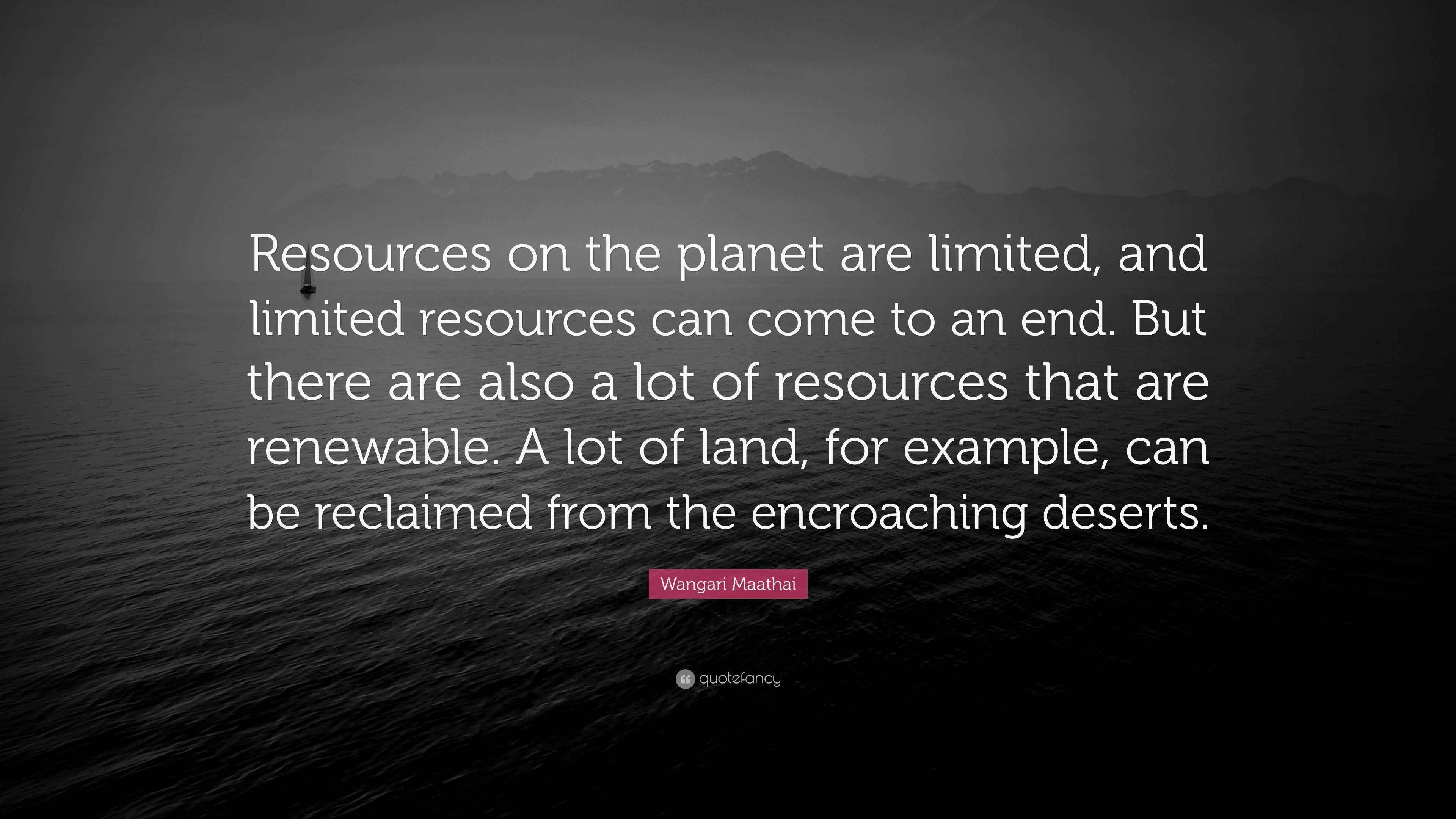 Wangari Maathai Quote: “Resources on the planet are limited, and ...