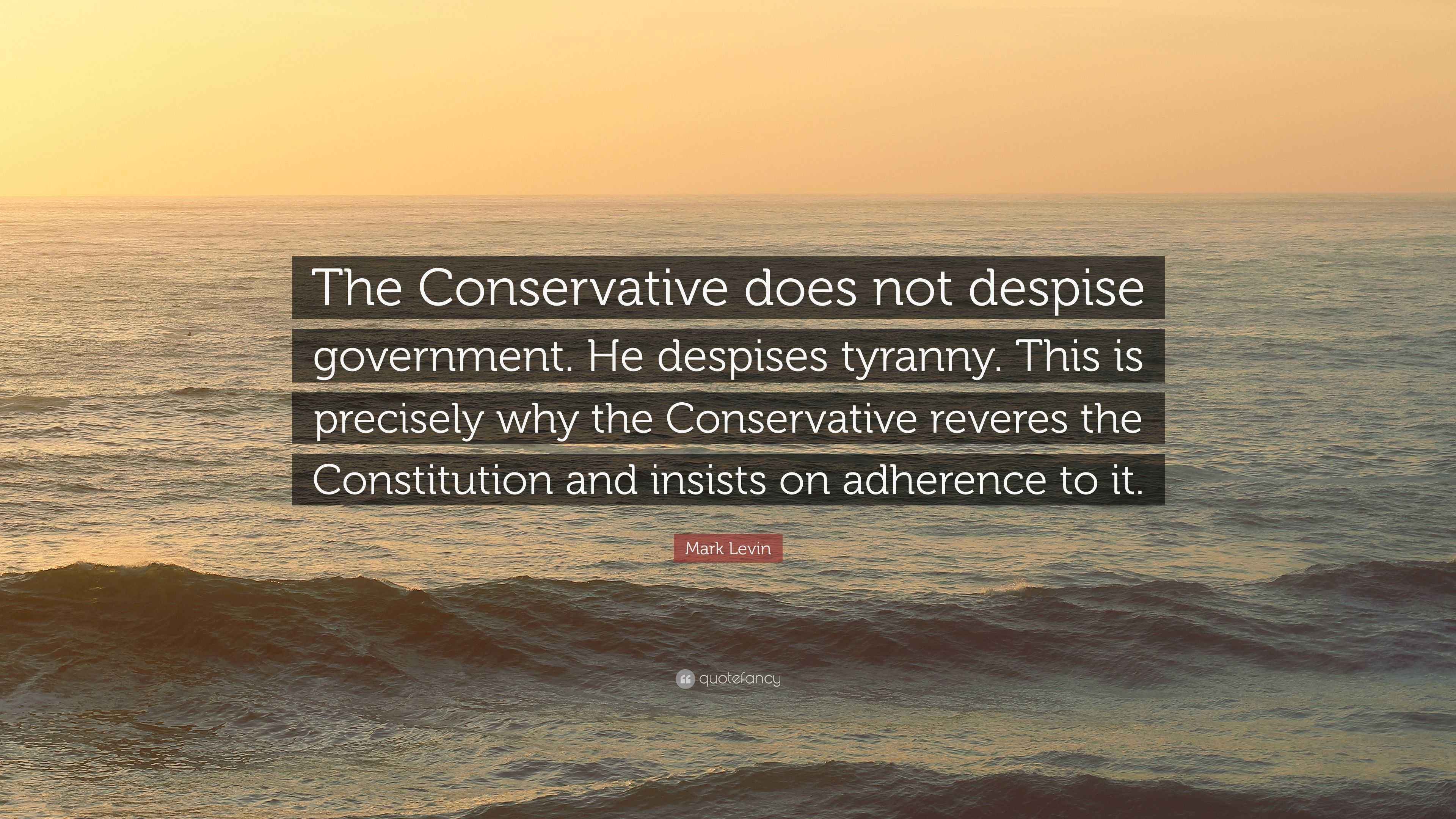 Mark Levin Quote: “The Conservative does not despise government. He ...