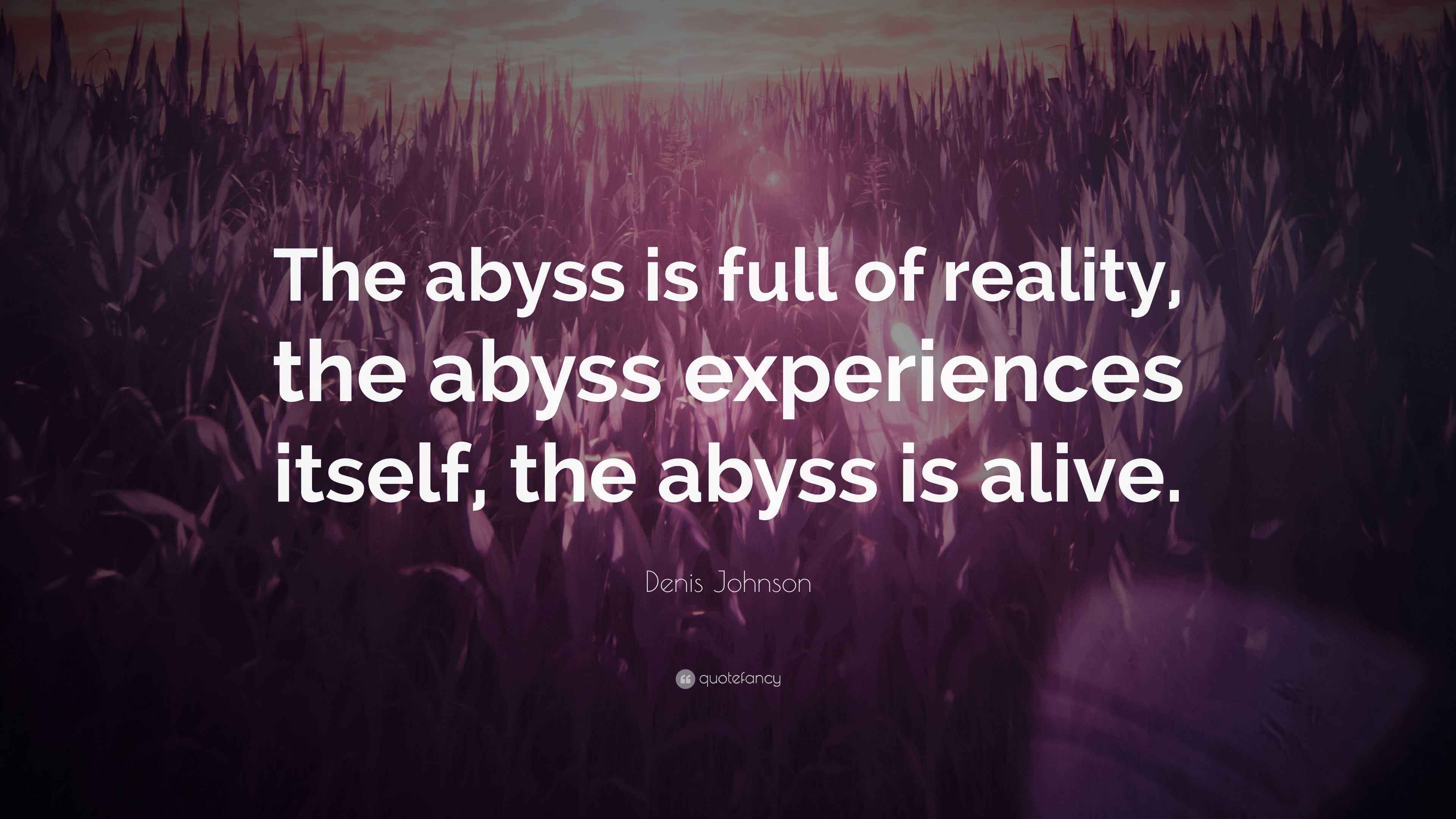 Denis Johnson Quote: “The abyss is full of reality, the abyss ...