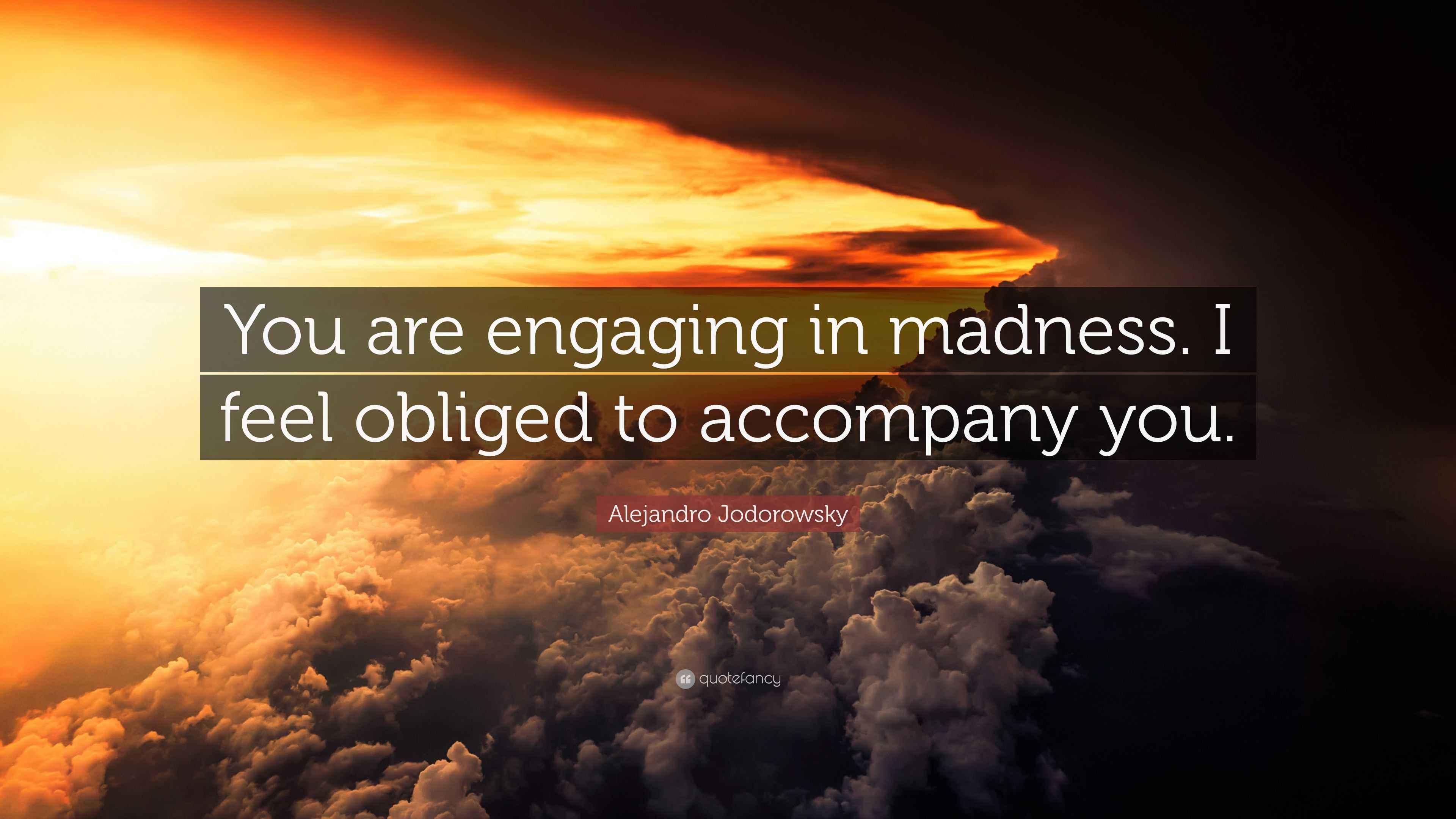 Alejandro Jodorowsky Quote: “You are engaging in madness. I feel ...