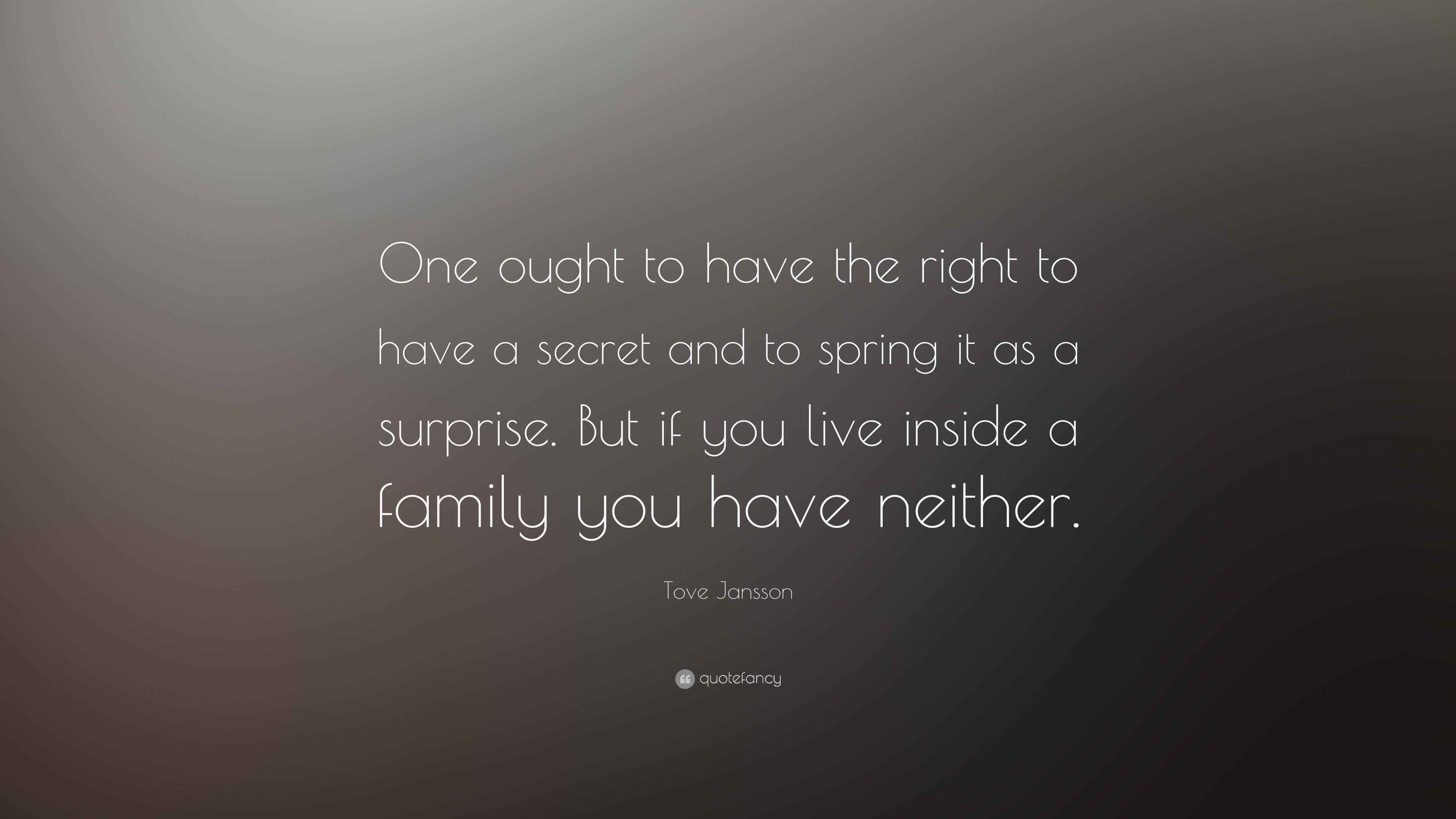 Tove Jansson Quote: “One ought to have the right to have a secret and ...