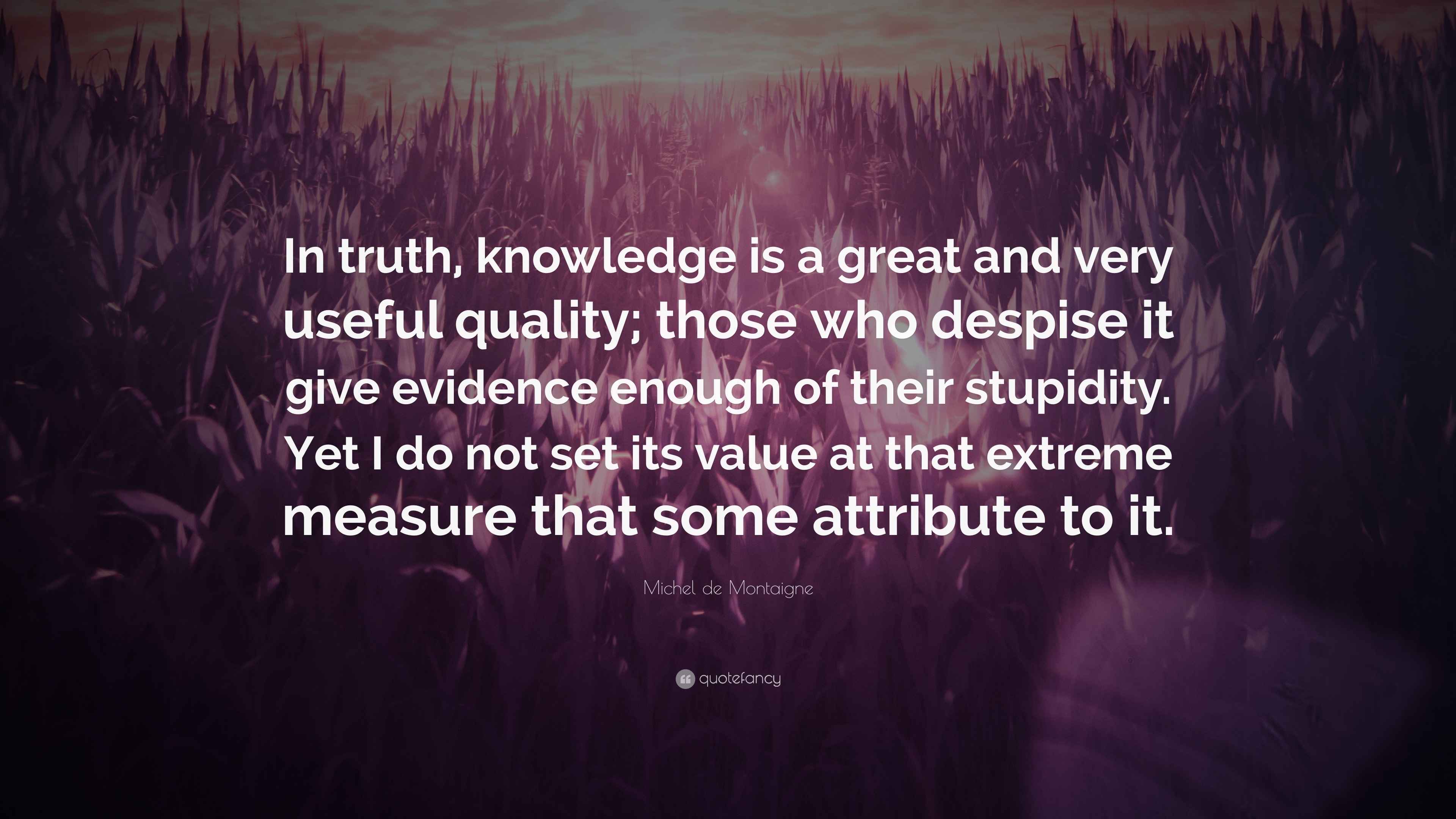 Michel de Montaigne Quote: “In truth, knowledge is a great and very ...
