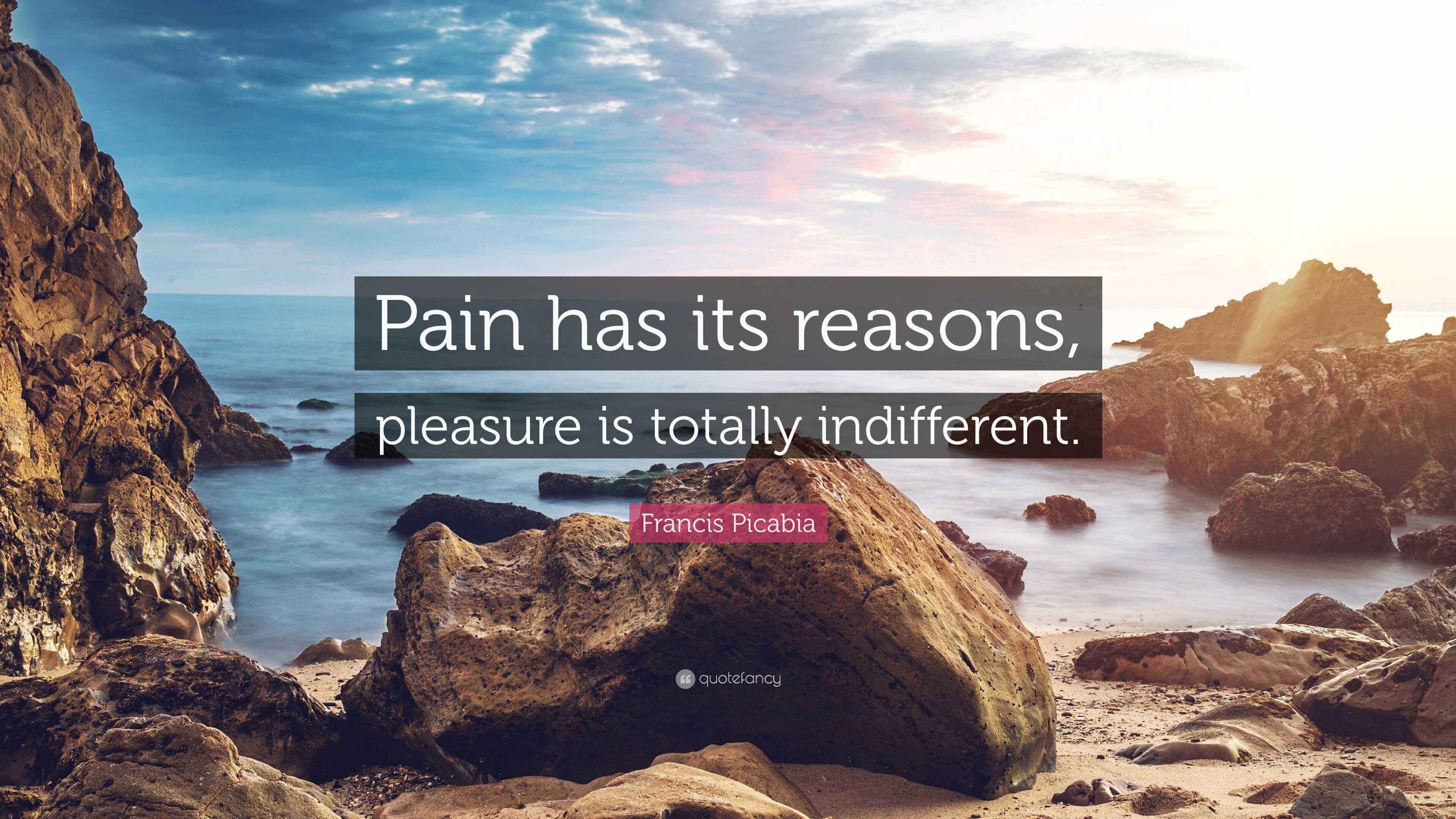 Francis Picabia Quote: “Pain has its reasons, pleasure is totally ...