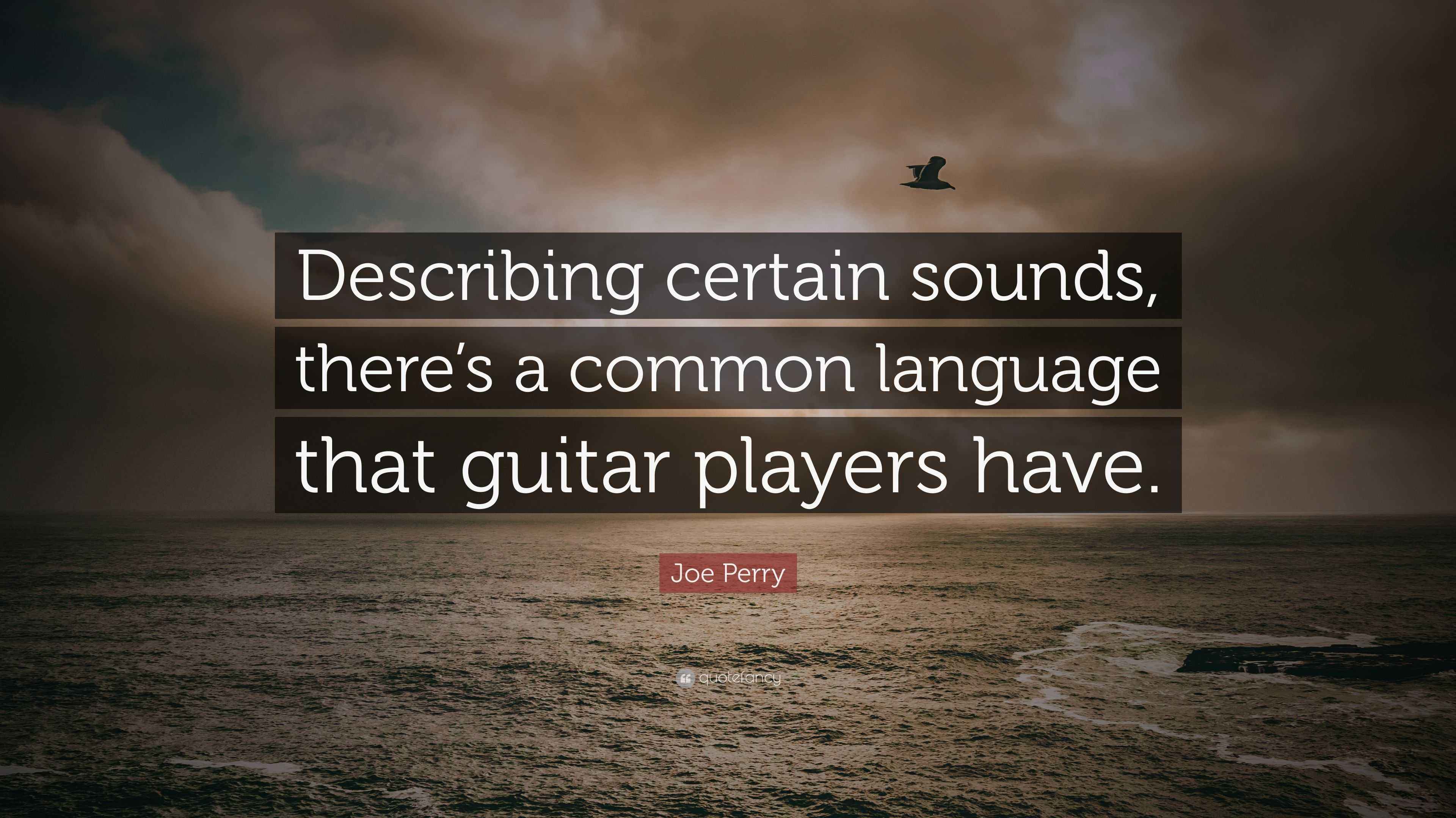 Joe Perry Quote: “Describing certain sounds, there’s a common language ...