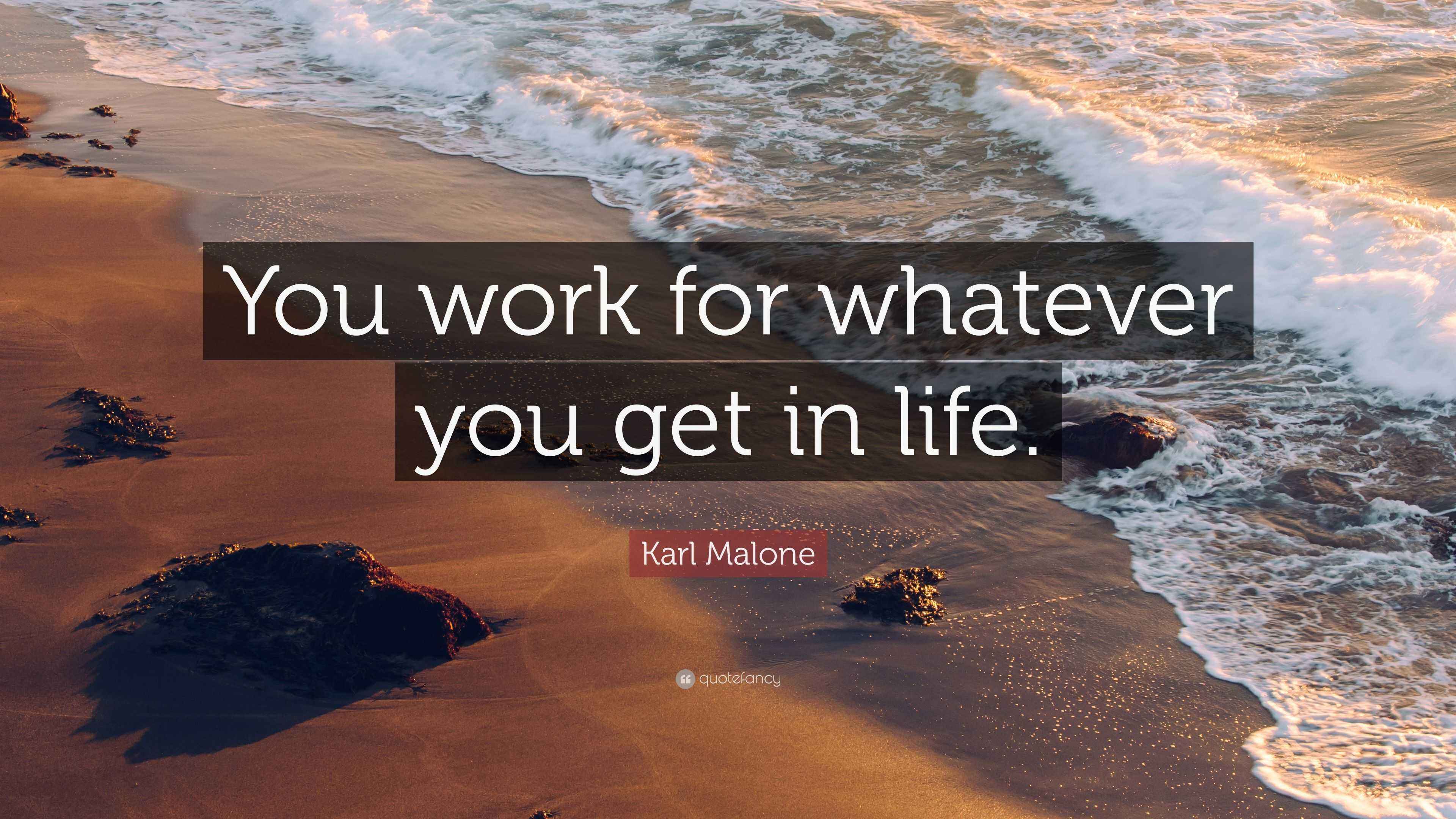Karl Malone Quote: “You work for whatever you get in life.”
