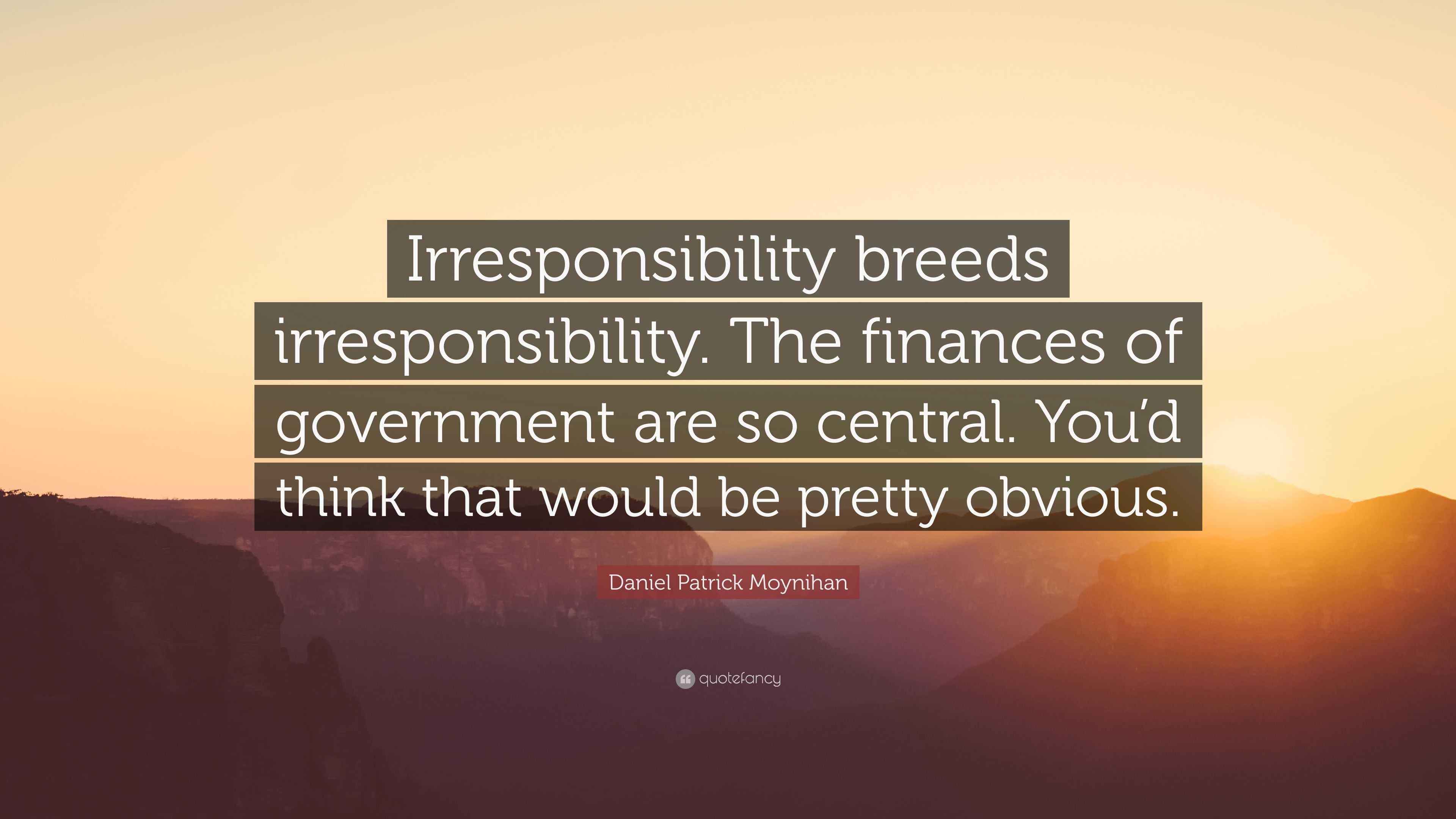 Daniel Patrick Moynihan Quote: “Irresponsibility breeds ...