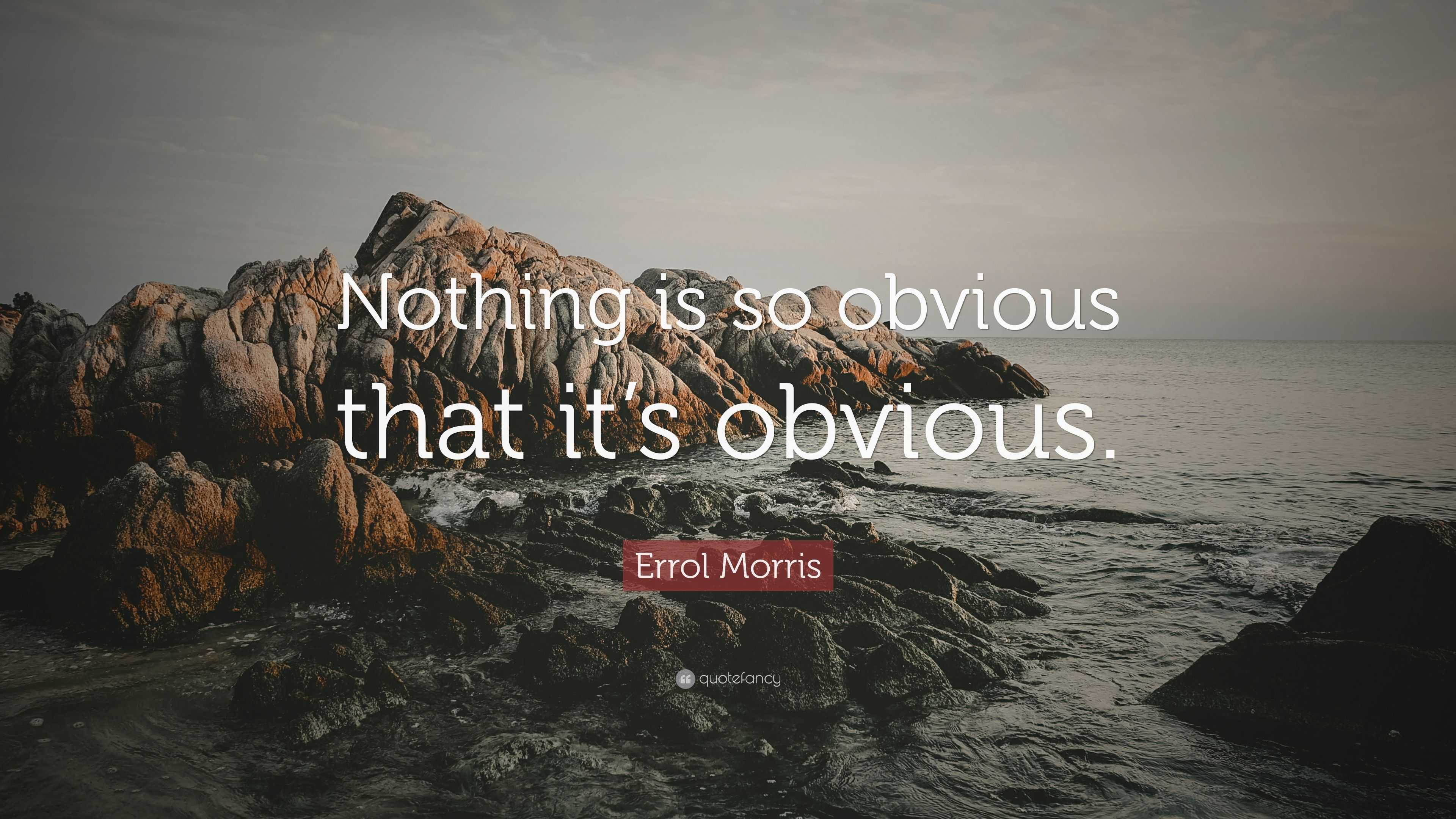 Errol Morris Quote: “Nothing is so obvious that it’s obvious.”