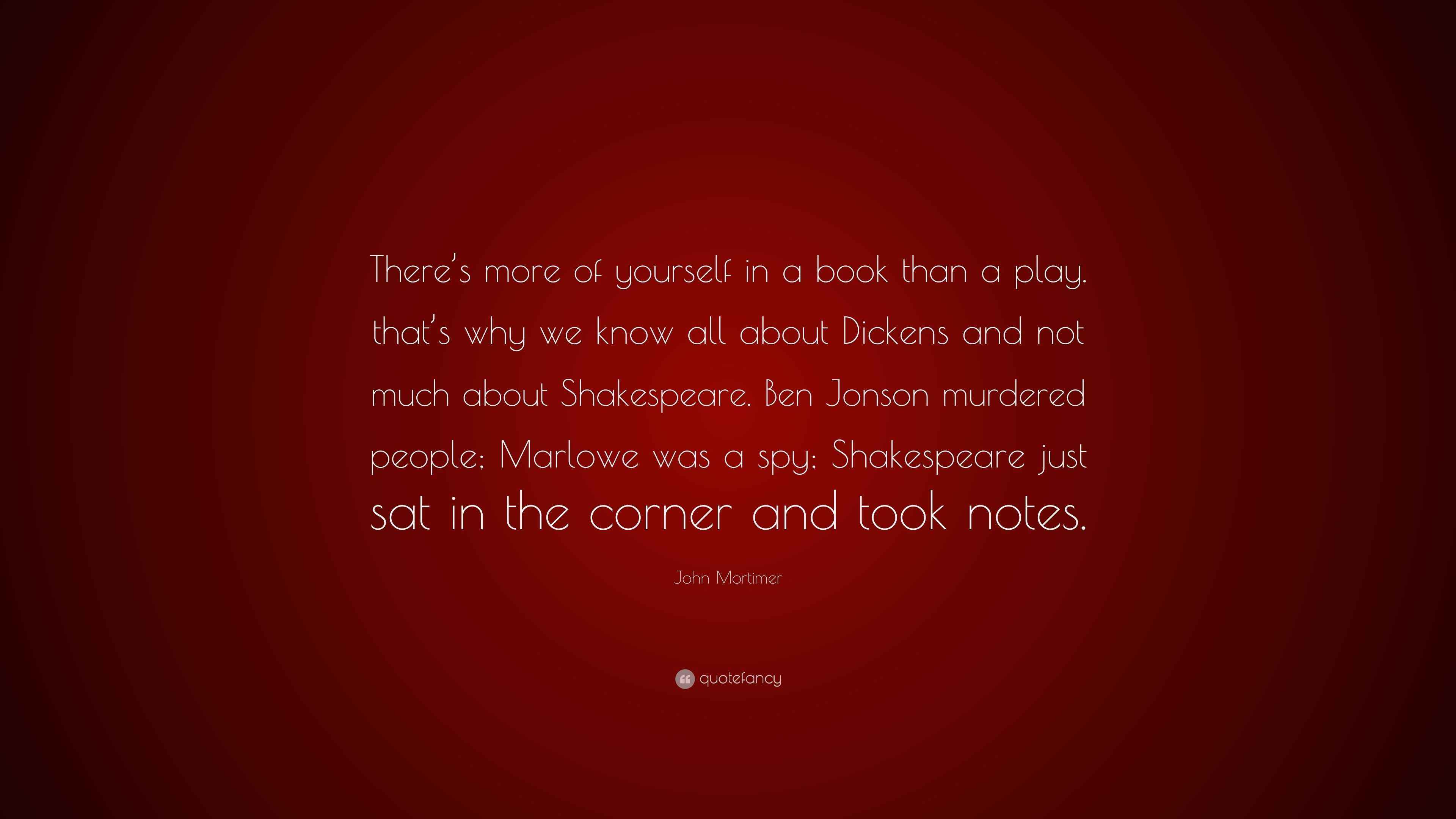 John Mortimer Quote: “There’s more of yourself in a book than a play ...