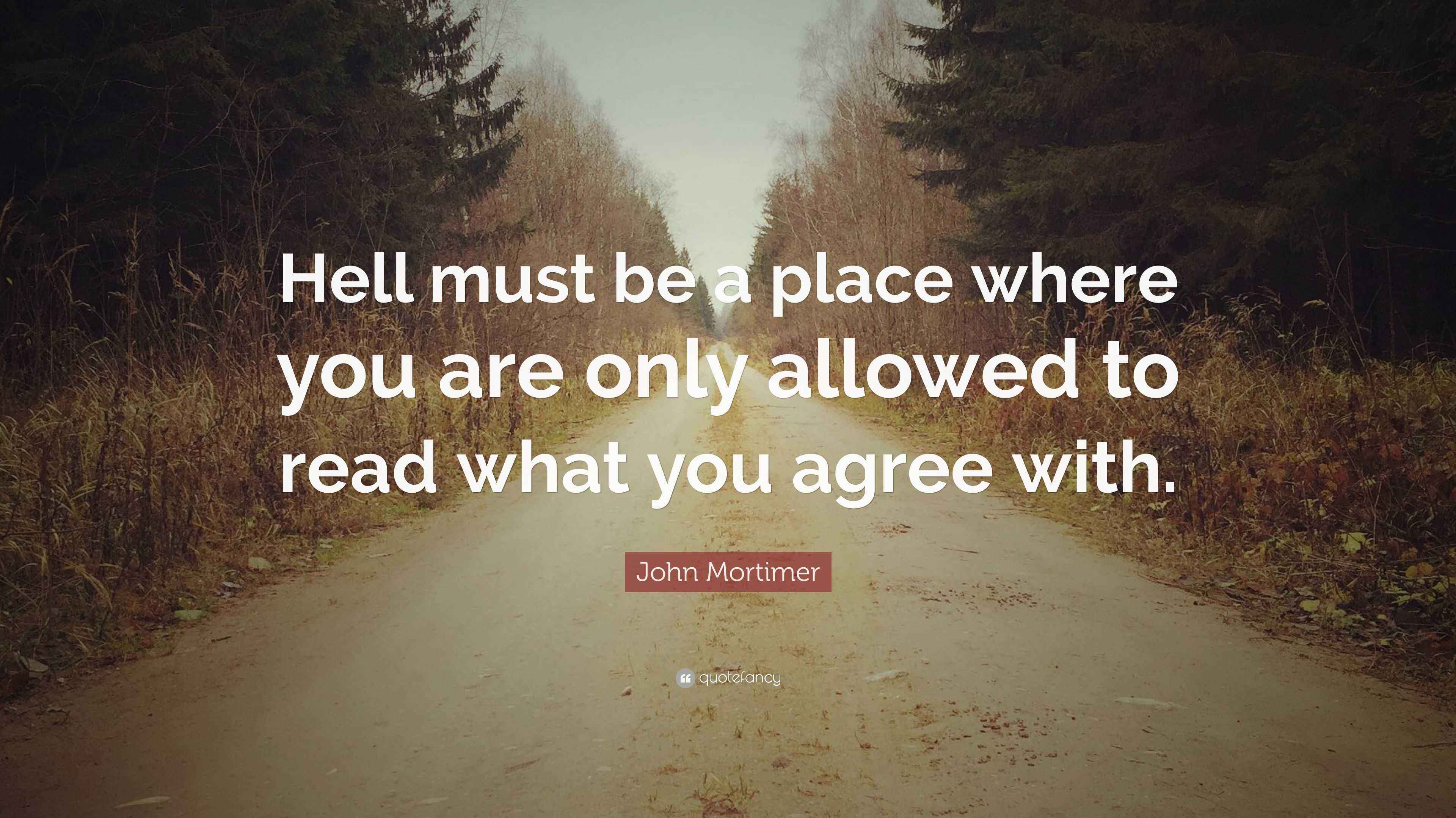 John Mortimer Quote: “Hell must be a place where you are only allowed ...
