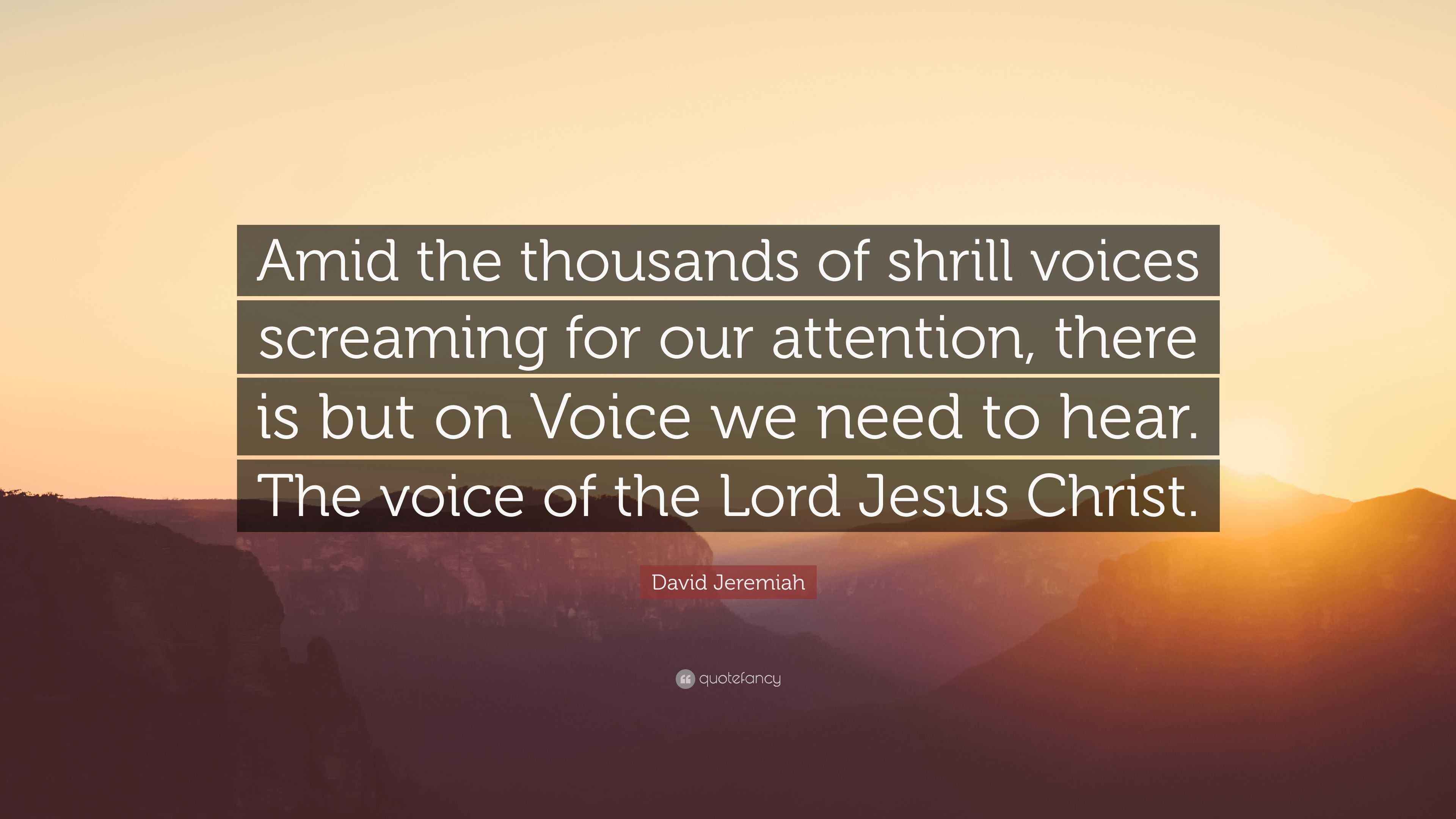 David Jeremiah Quote: “Amid the thousands of shrill voices screaming ...
