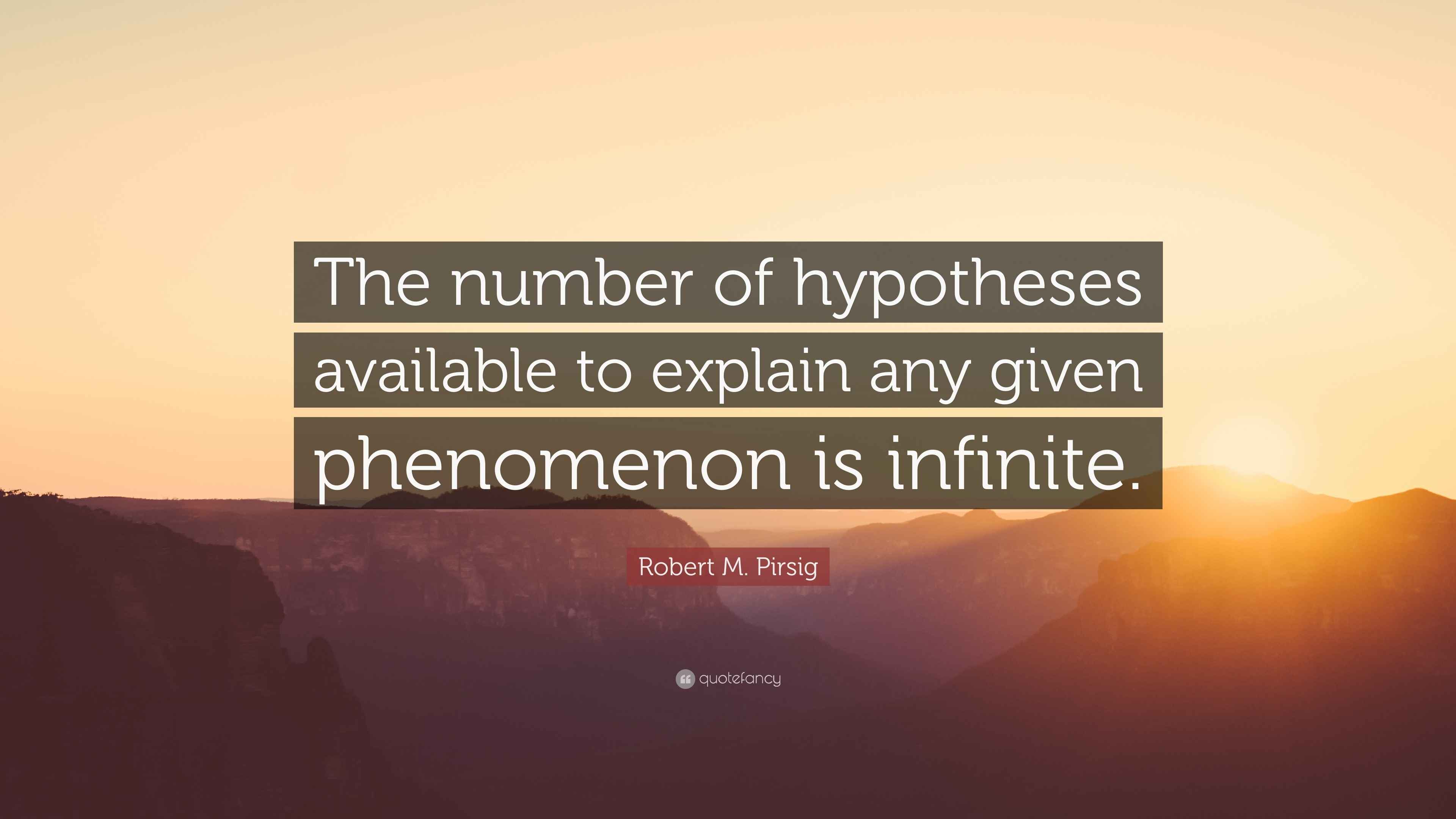 Robert M. Pirsig Quote: “The number of hypotheses available to explain ...