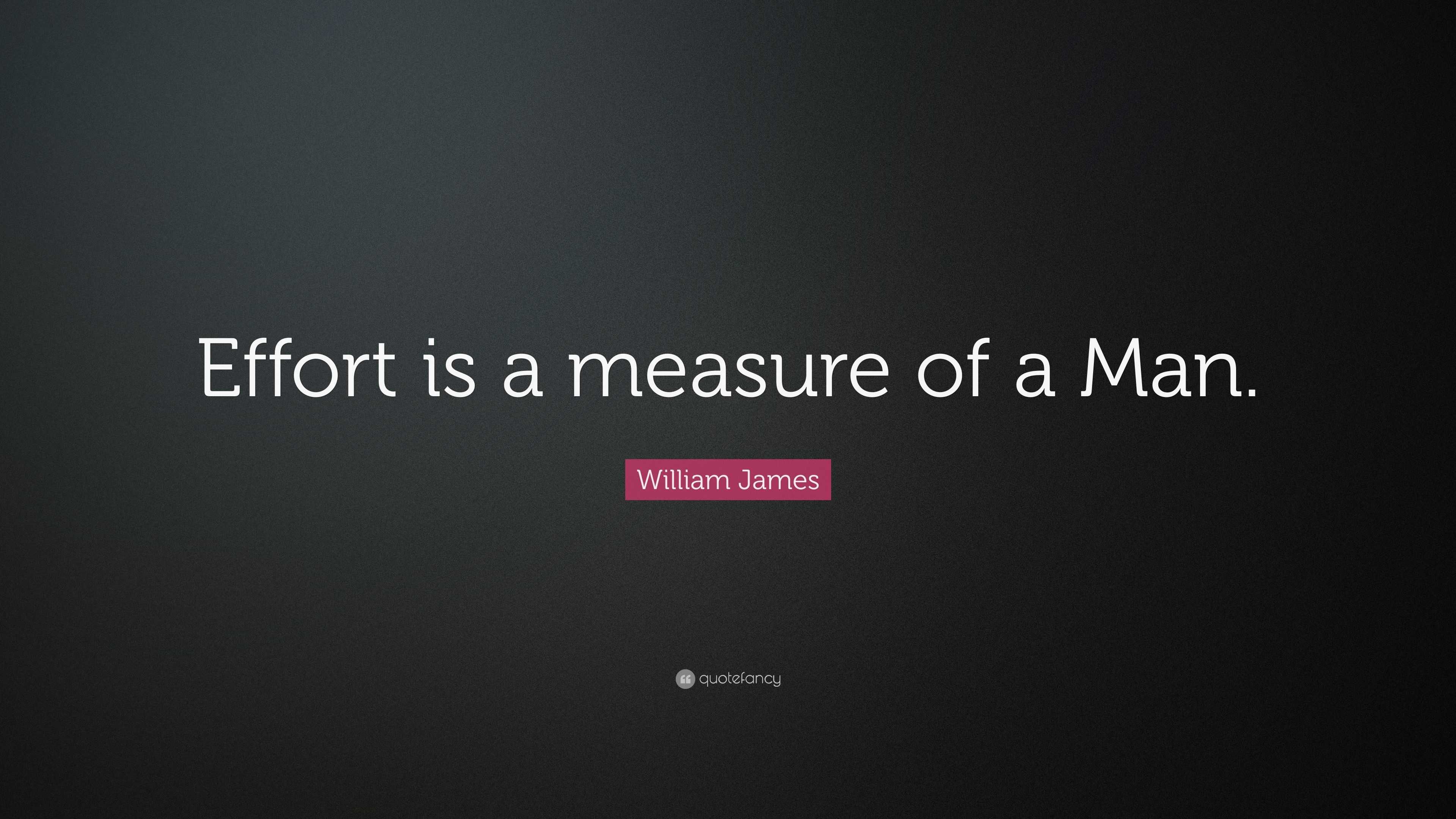 William James Quote: “Effort is a measure of a Man.”