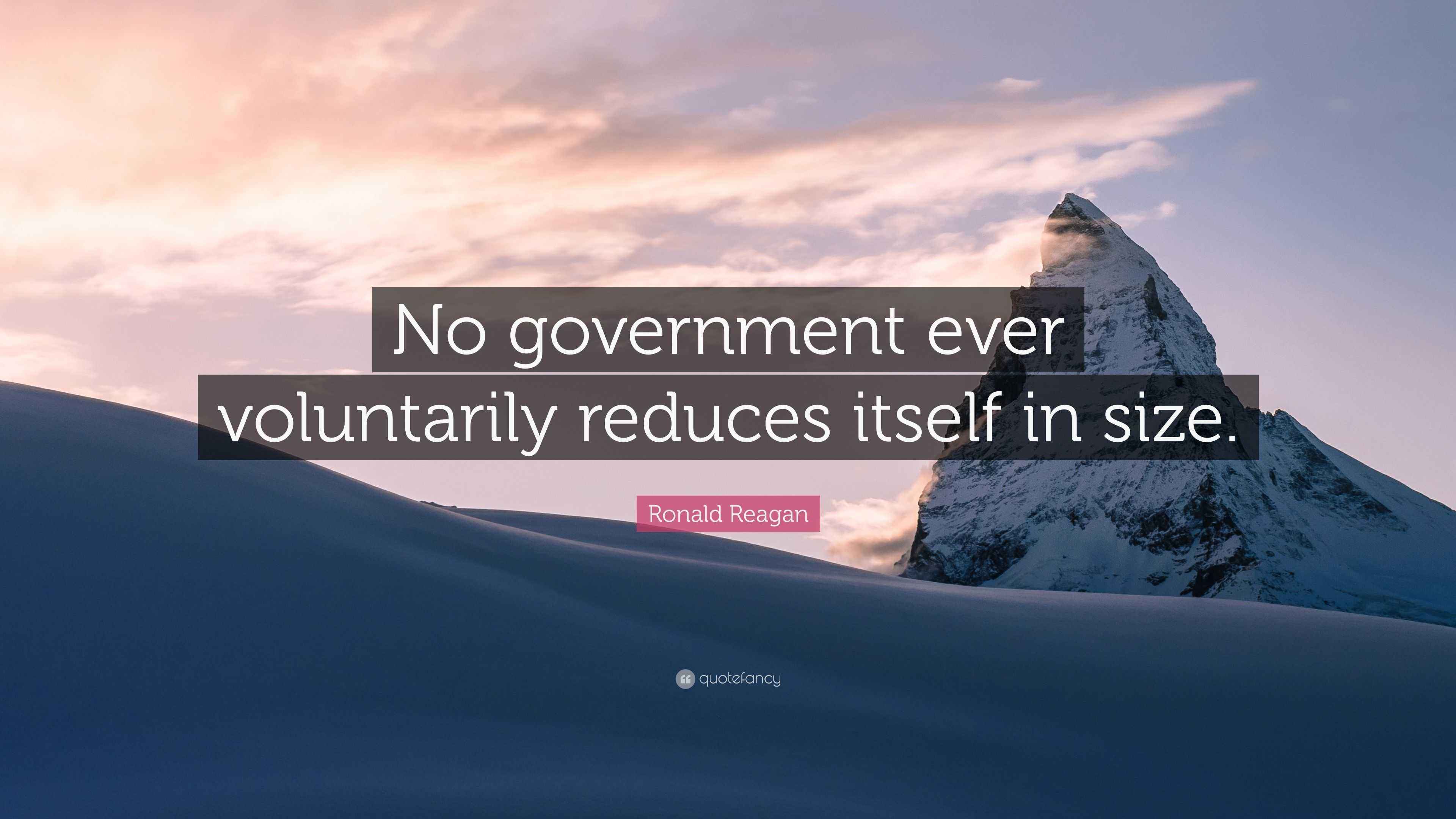 Ronald Reagan Quote: “No government ever voluntarily reduces itself in ...