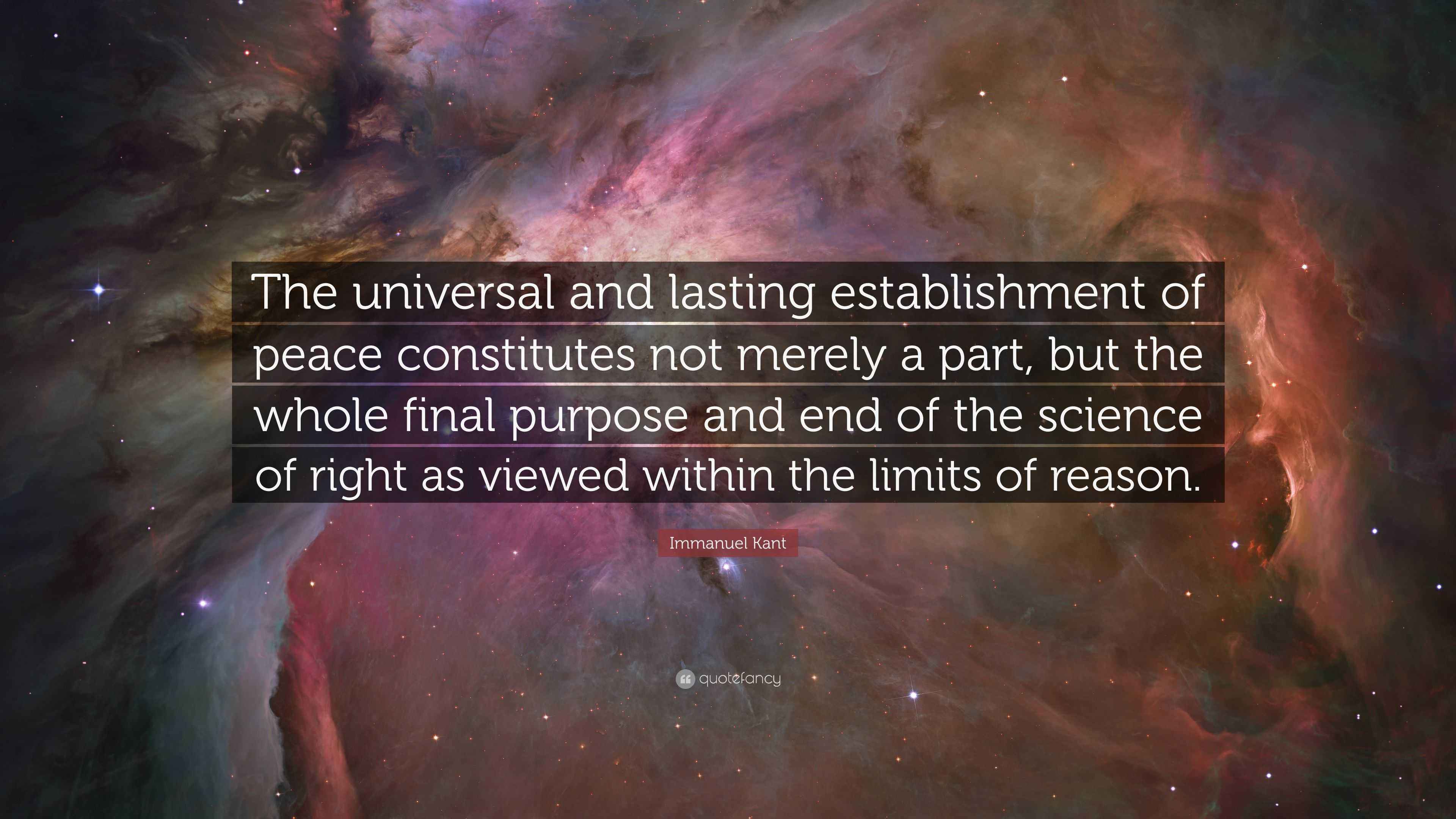 Immanuel Kant Quote: “The universal and lasting establishment of peace ...