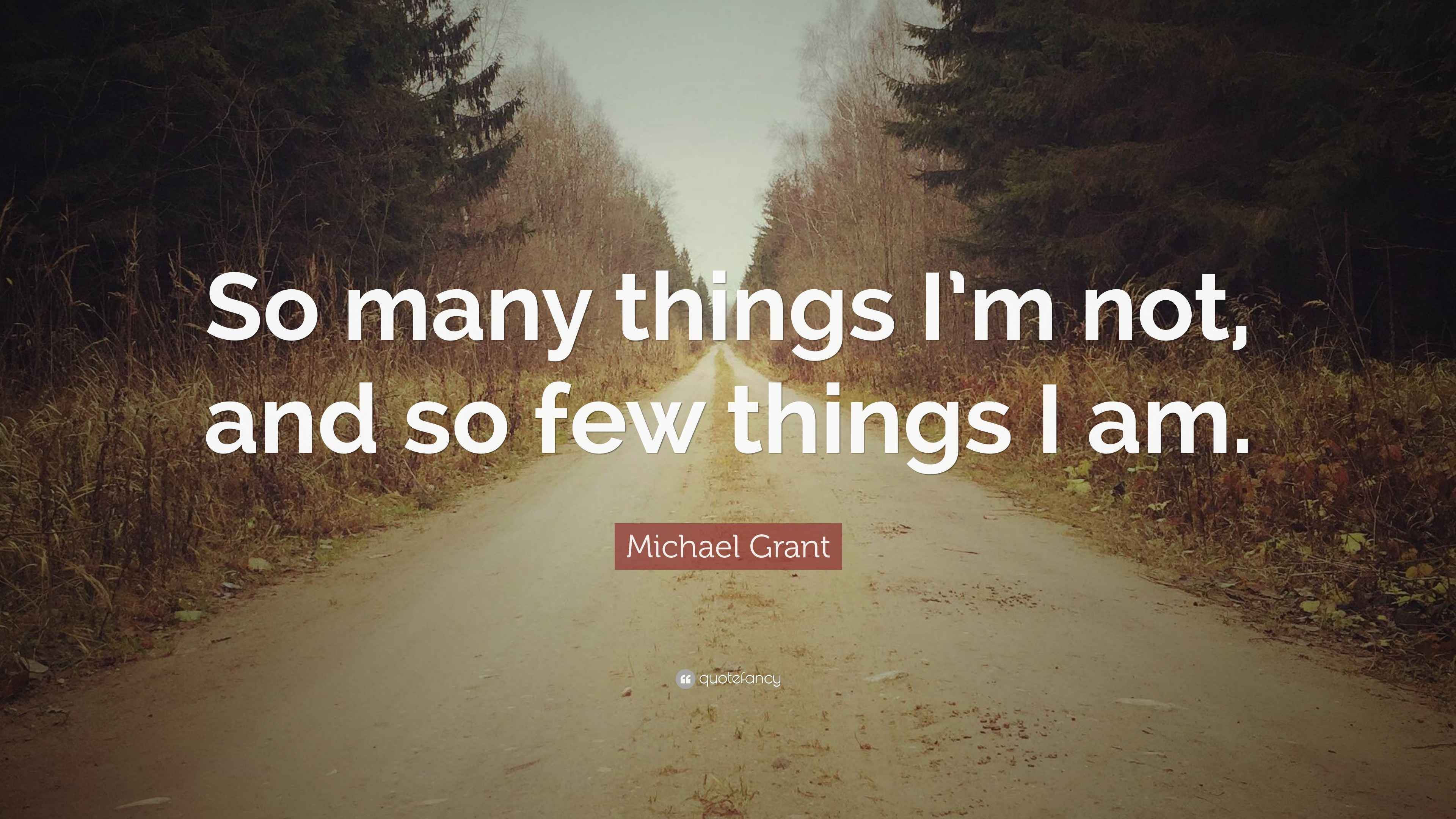 Michael Grant Quote: “So many things I’m not, and so few things I am.”
