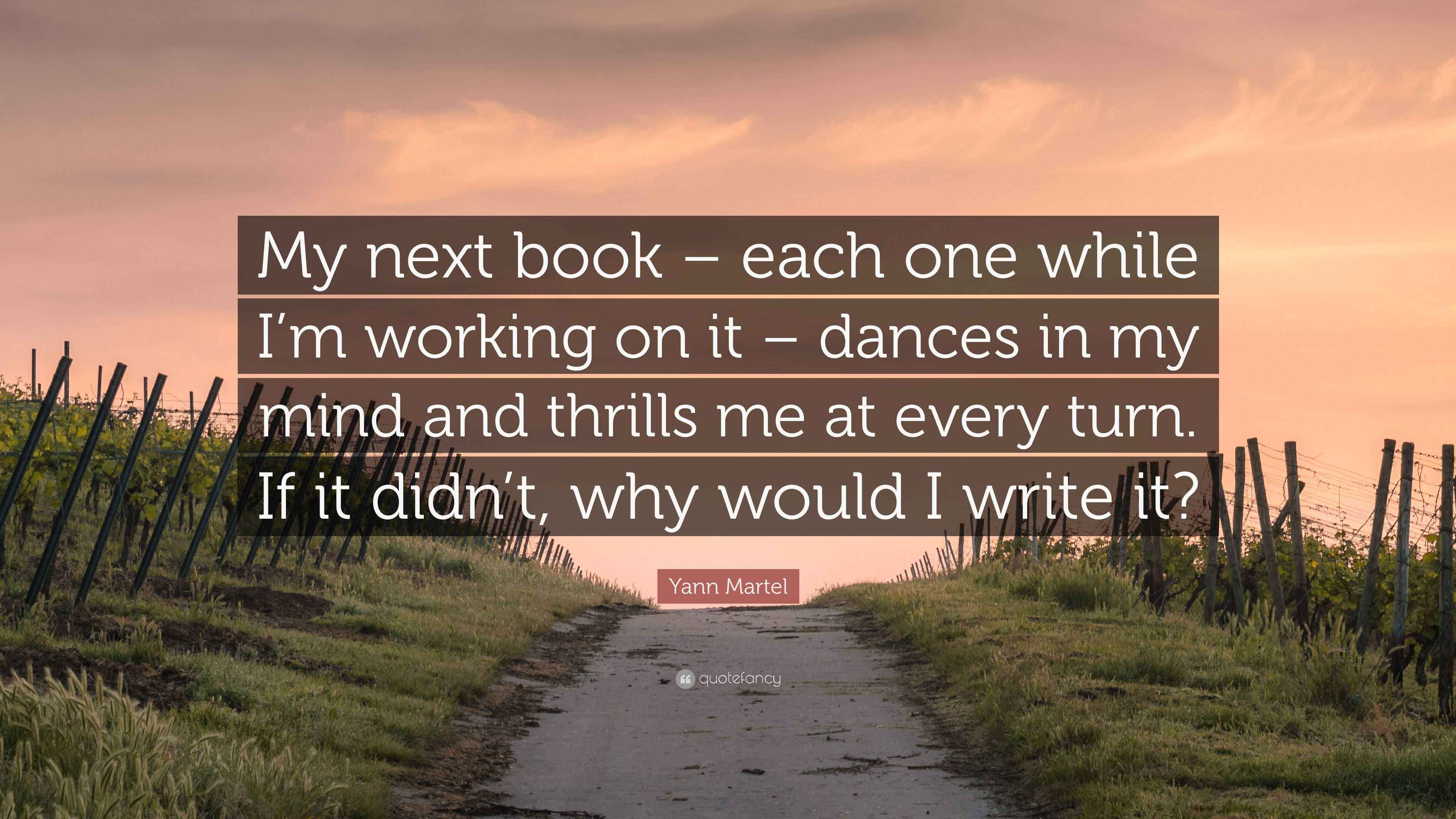 Yann Martel Quote: “My next book – each one while I’m working on it ...