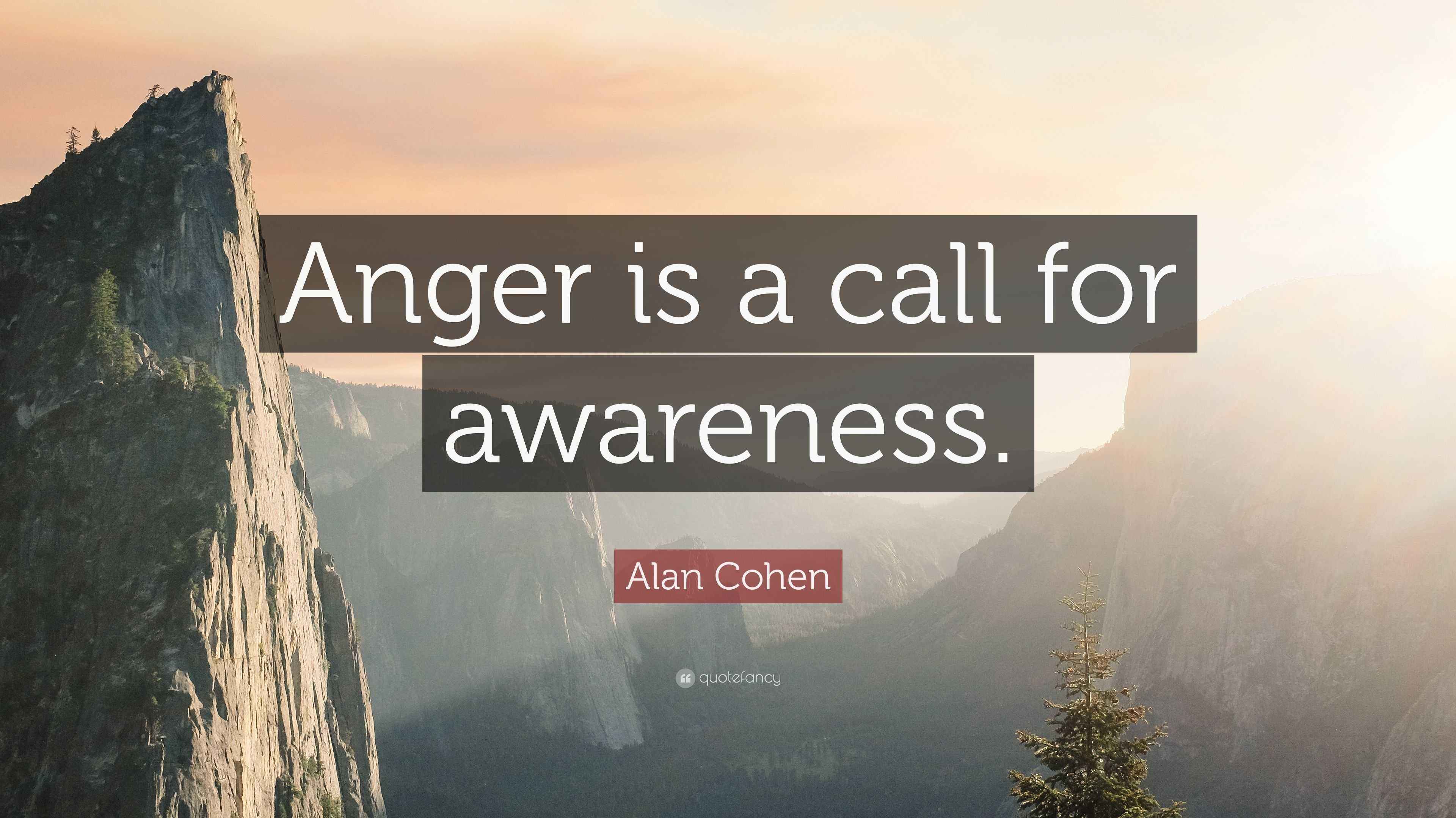 Alan Cohen Quote: “Anger is a call for awareness.”
