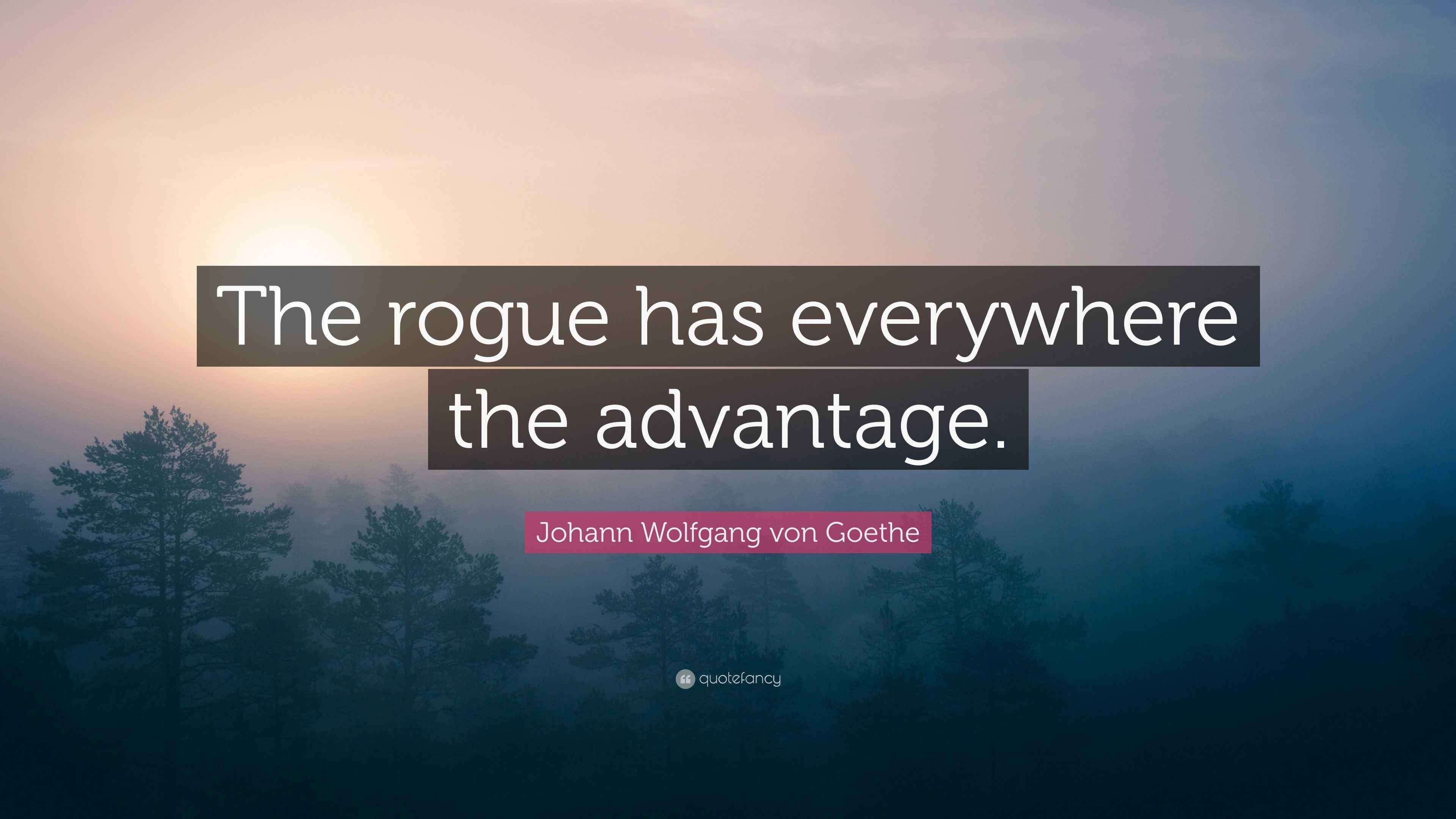 Johann Wolfgang von Goethe Quote: “The rogue has everywhere the advantage.”