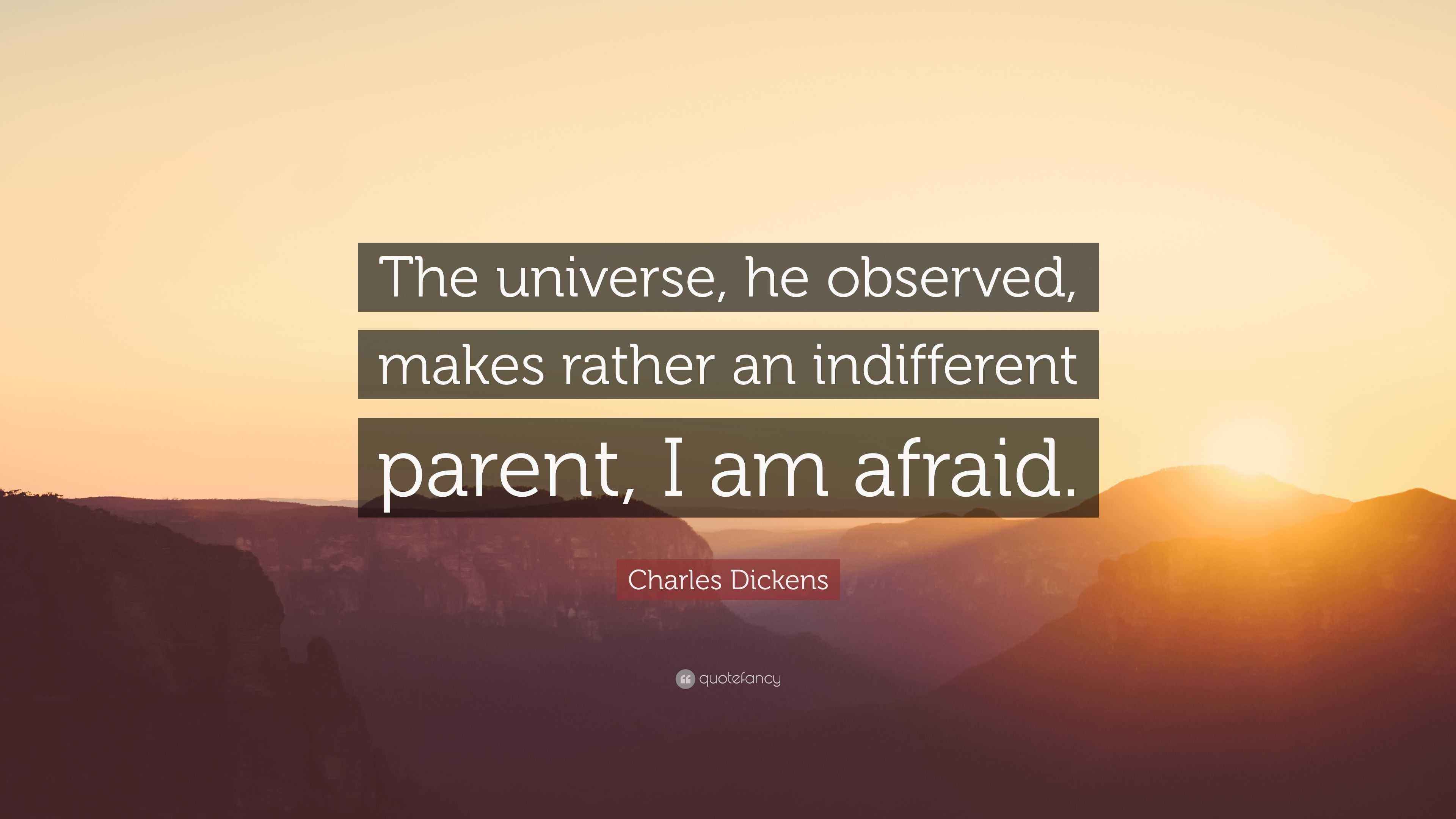 Charles Dickens Quote: “The universe, he observed, makes rather an ...