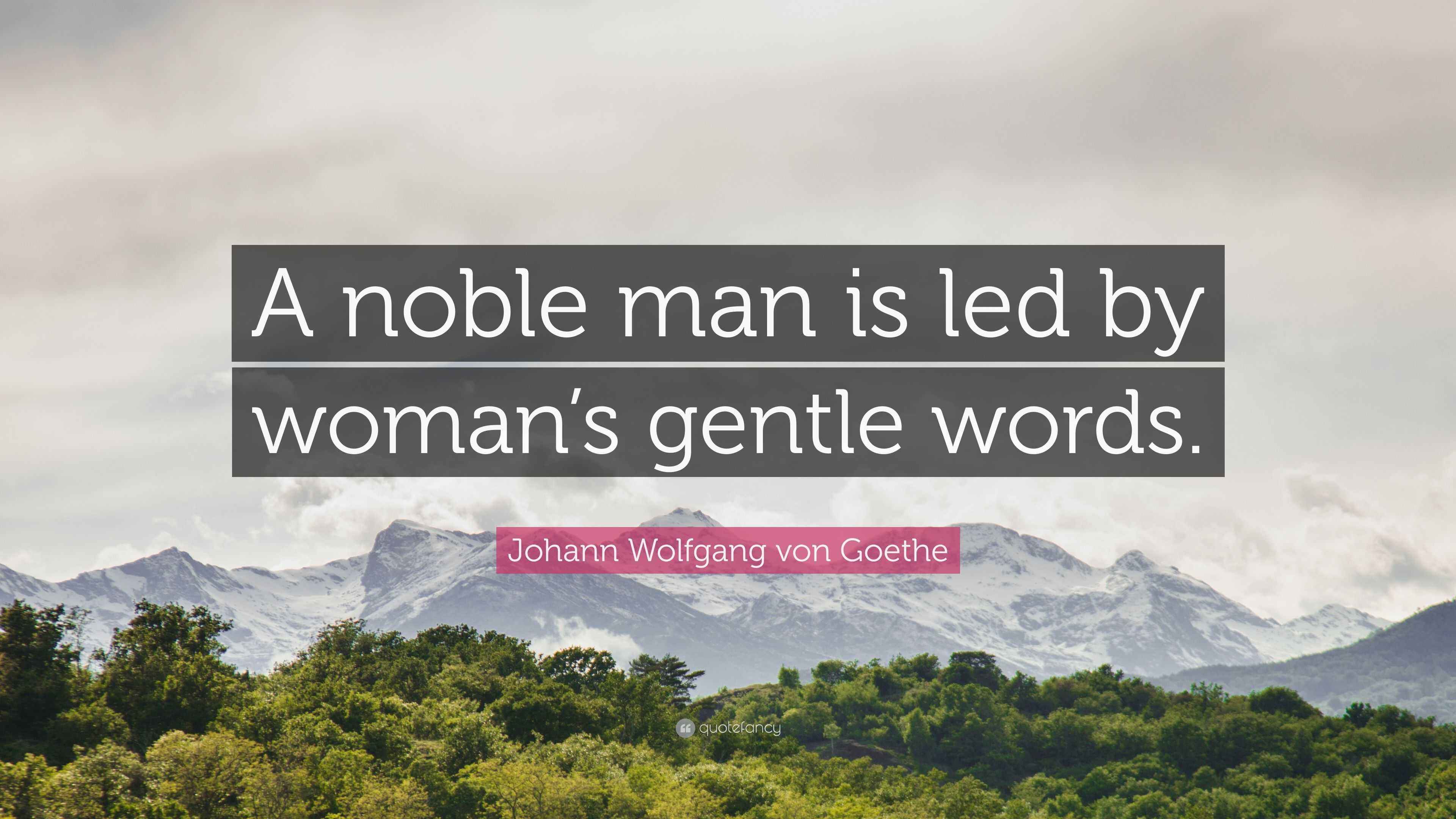 Johann Wolfgang von Goethe Quote: “A noble man is led by woman’s gentle ...