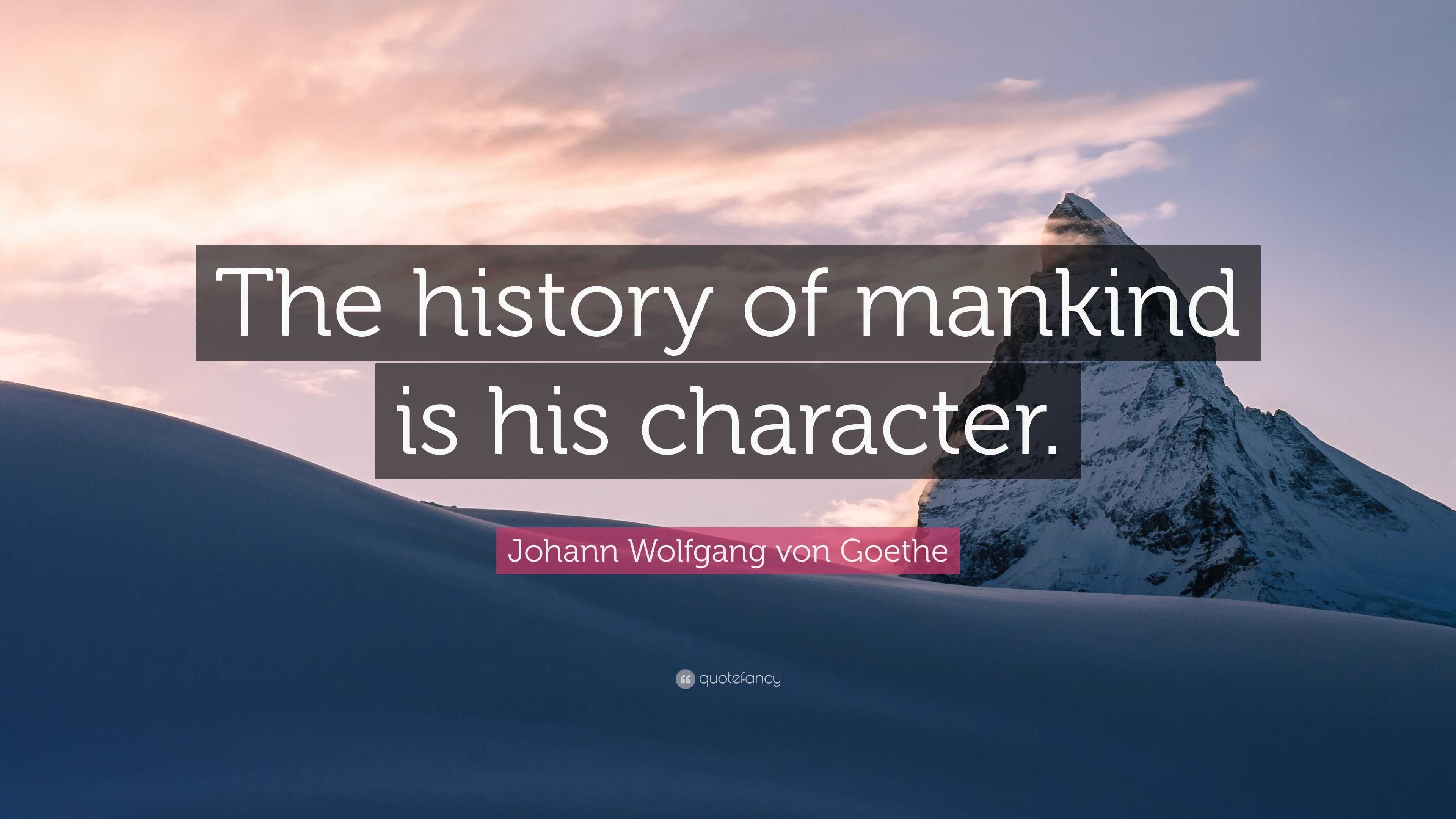 Johann Wolfgang von Goethe Quote: “The history of mankind is his ...