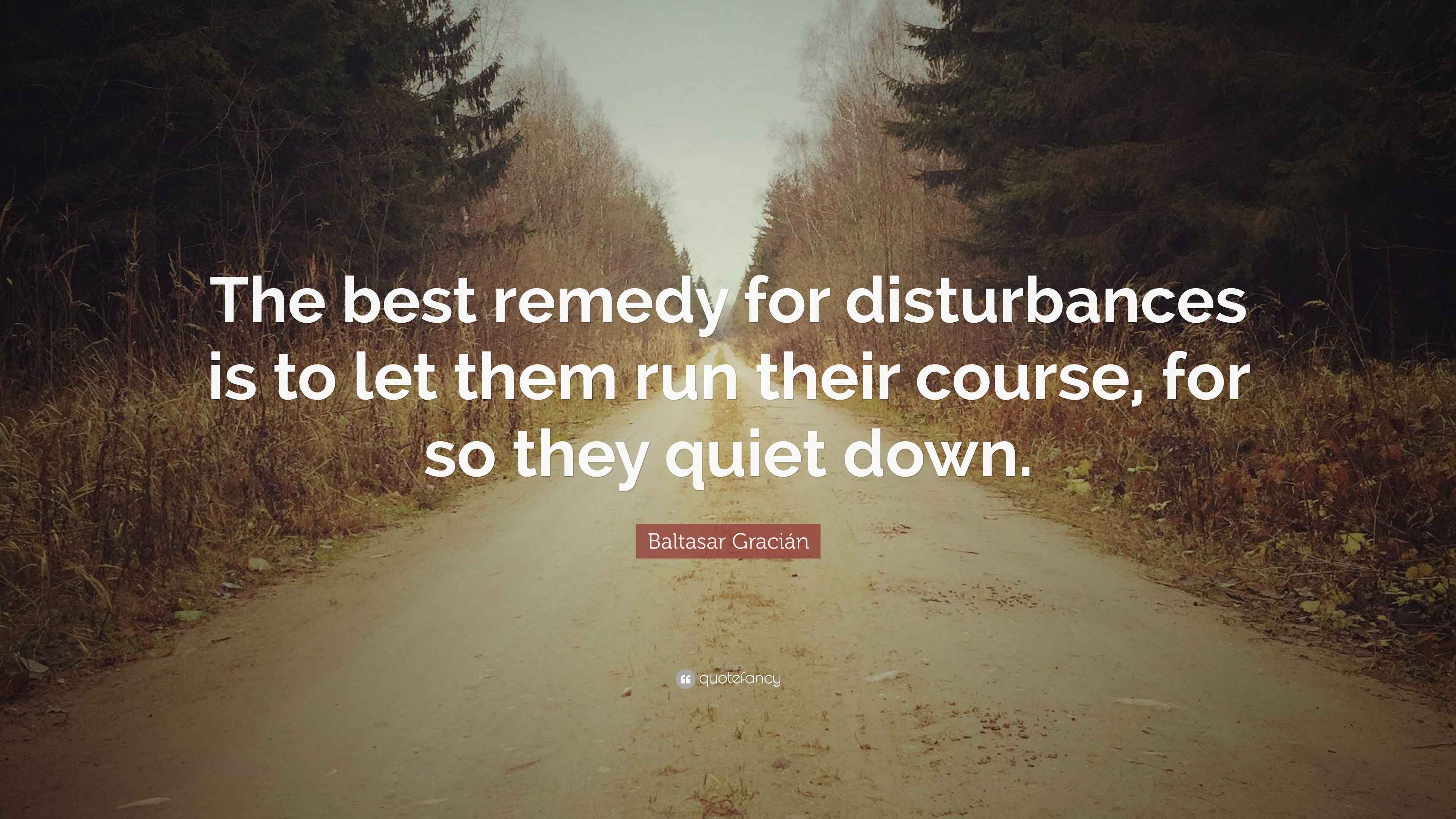 Baltasar Gracián Quote: “The best remedy for disturbances is to let ...