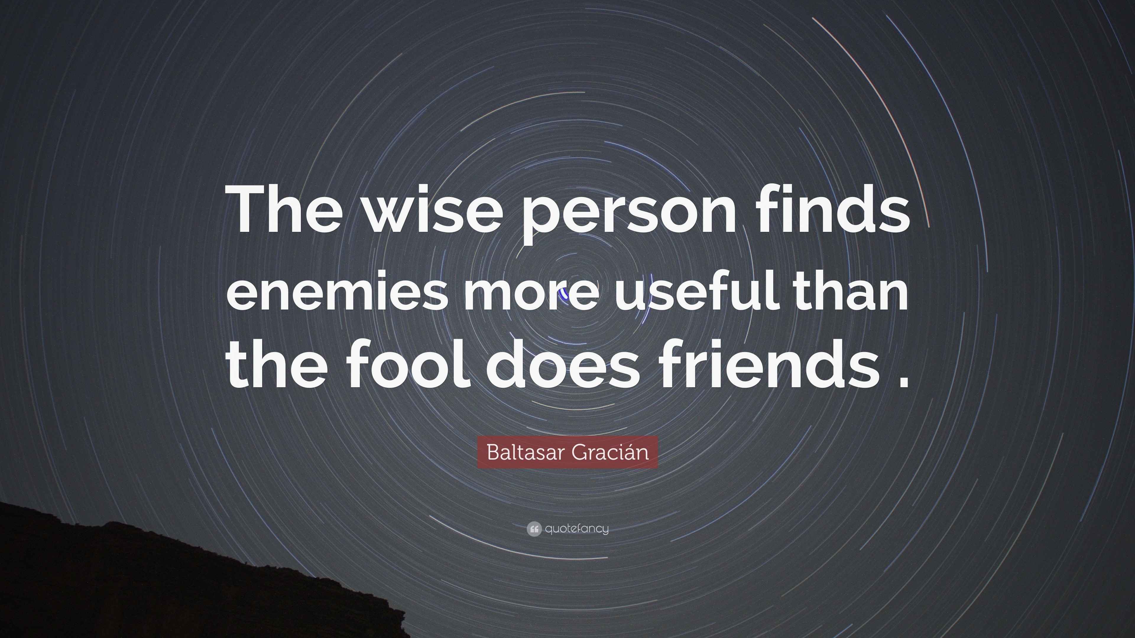 Baltasar Gracián Quote: “The wise person finds enemies more useful than ...