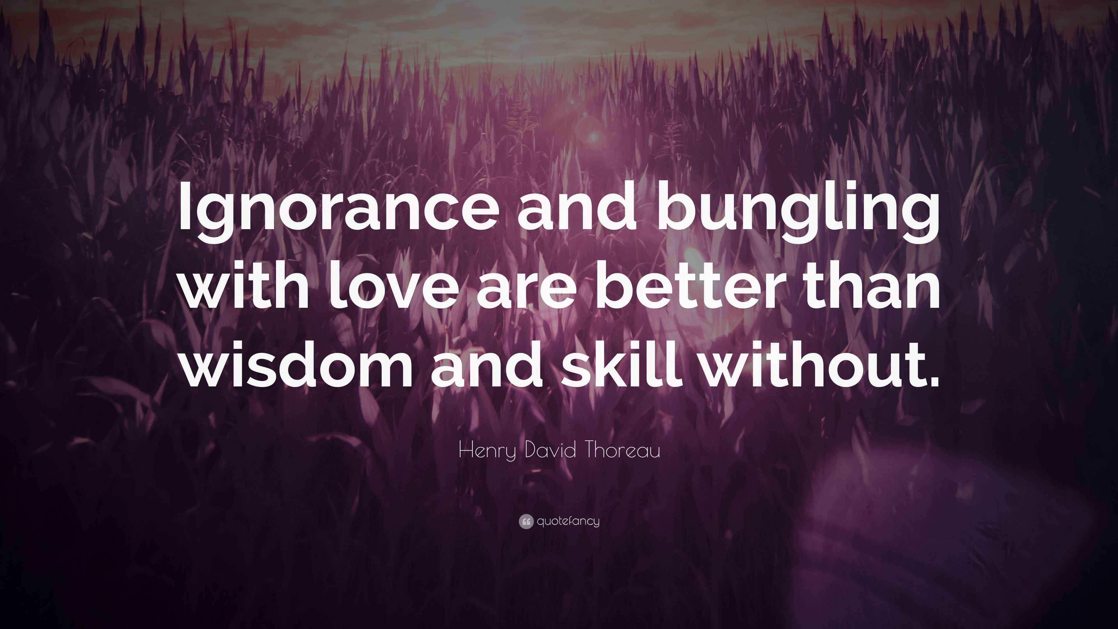 Henry David Thoreau Quote: “Ignorance and bungling with love are better ...