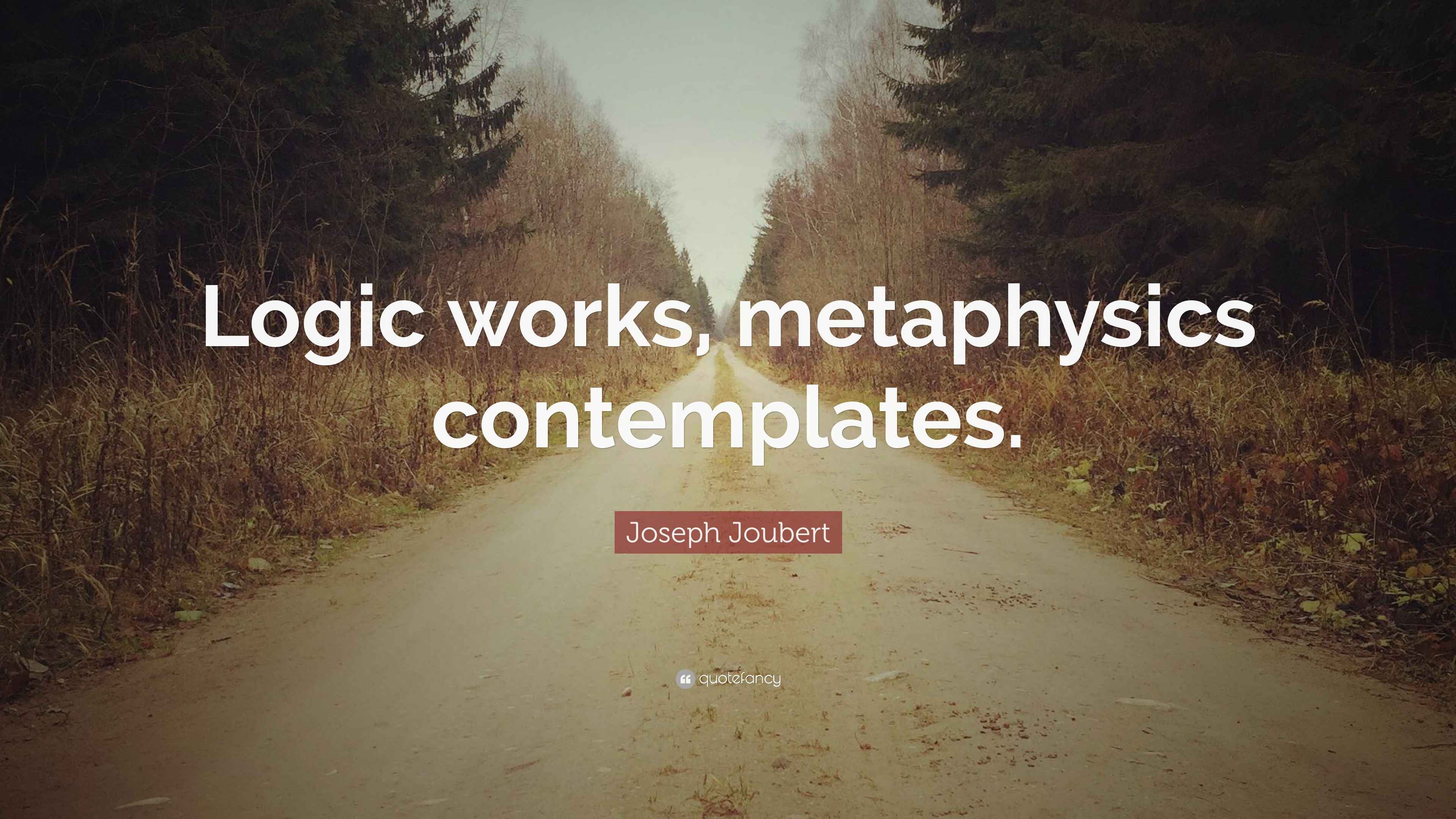 Joseph Joubert Quote: “Logic works, metaphysics contemplates.”