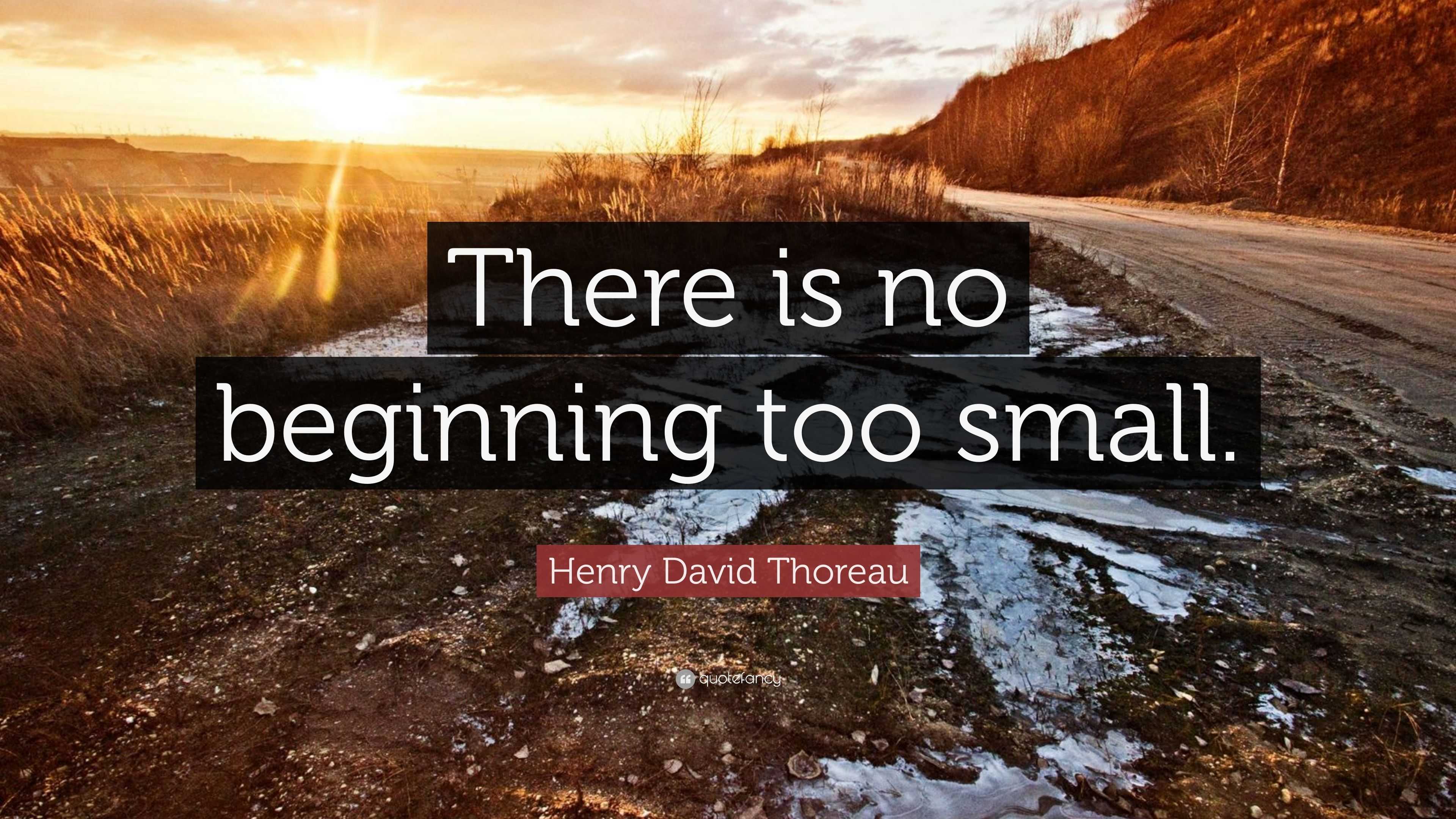 Henry David Thoreau Quote: “There is no beginning too small.”