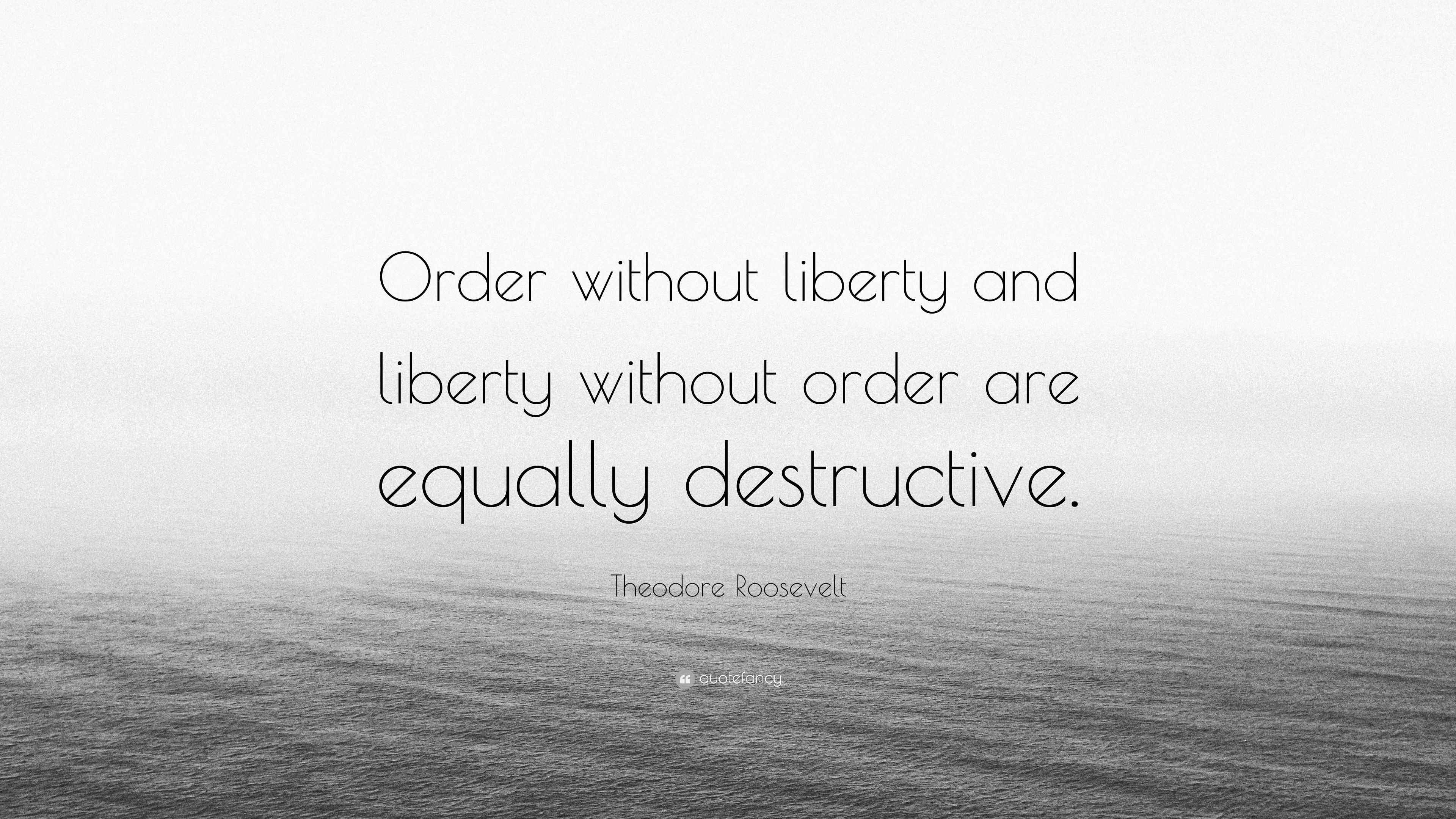Theodore Roosevelt Quote: “Order without liberty and liberty without ...