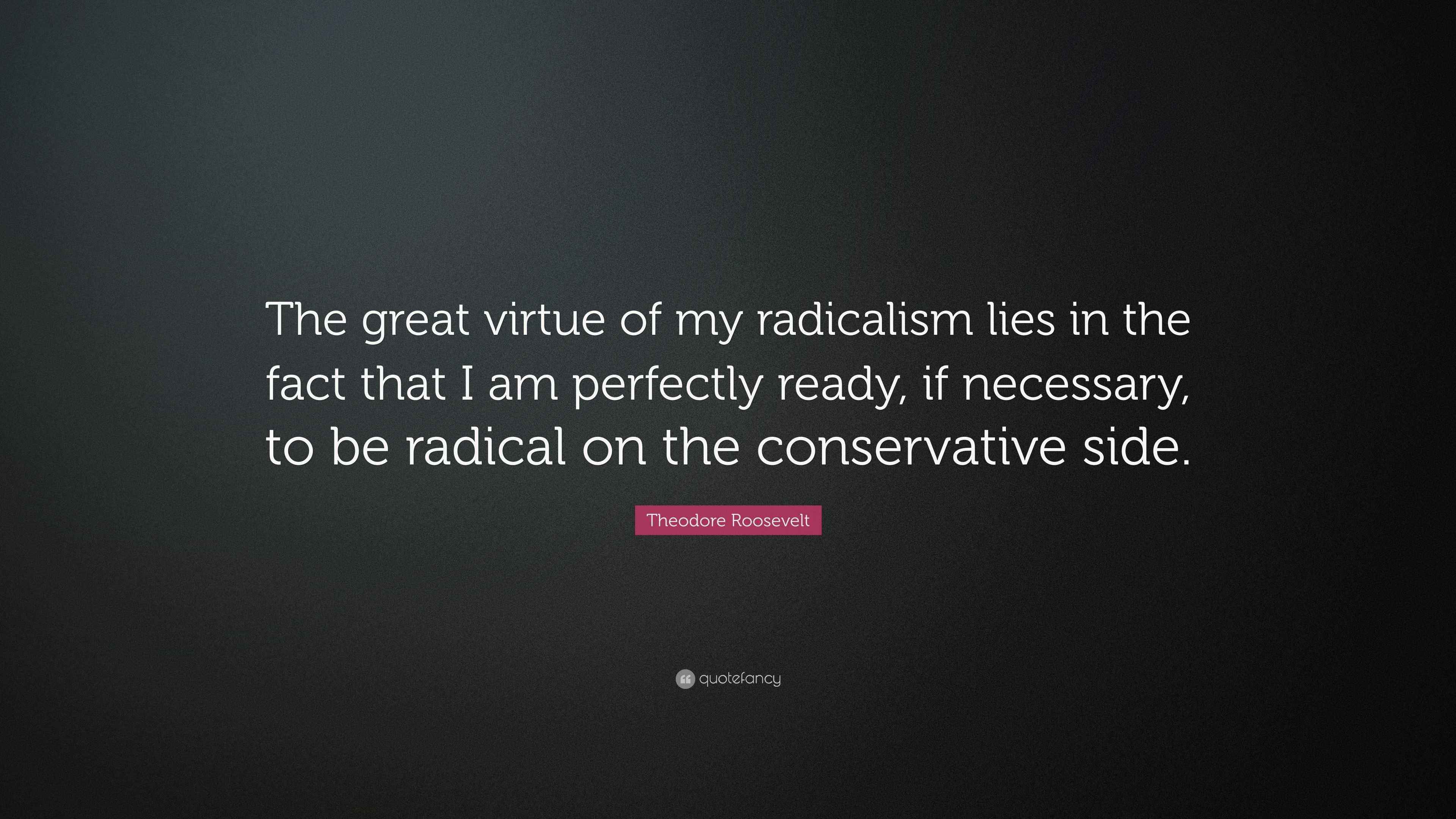 Theodore Roosevelt Quote: “The great virtue of my radicalism lies in ...