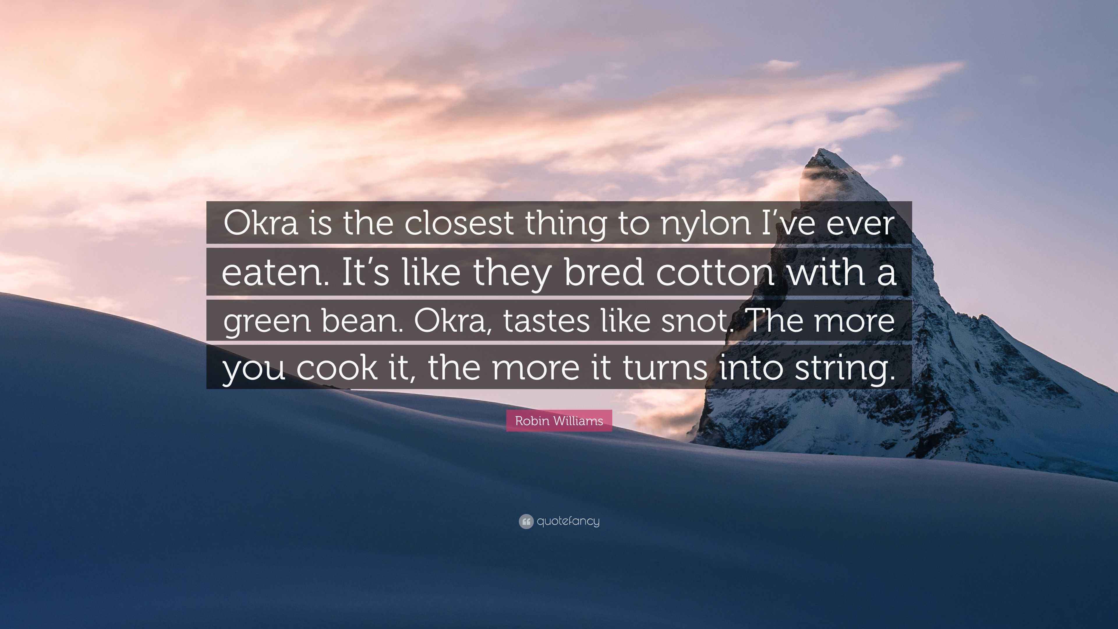 Robin Williams Quote: “Okra is the closest thing to nylon I’ve ever ...