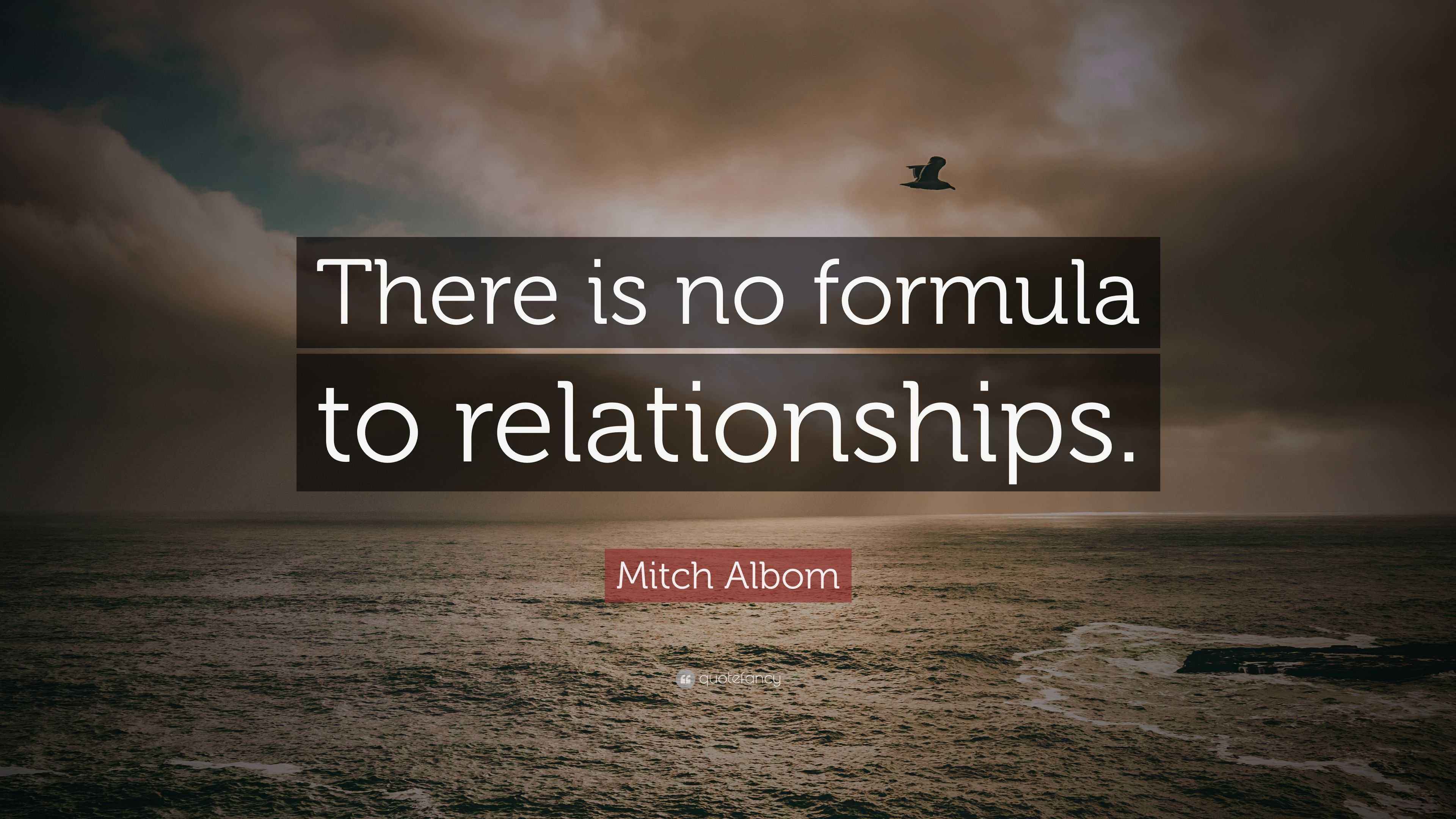 Mitch Albom Quote: “There is no formula to relationships.”