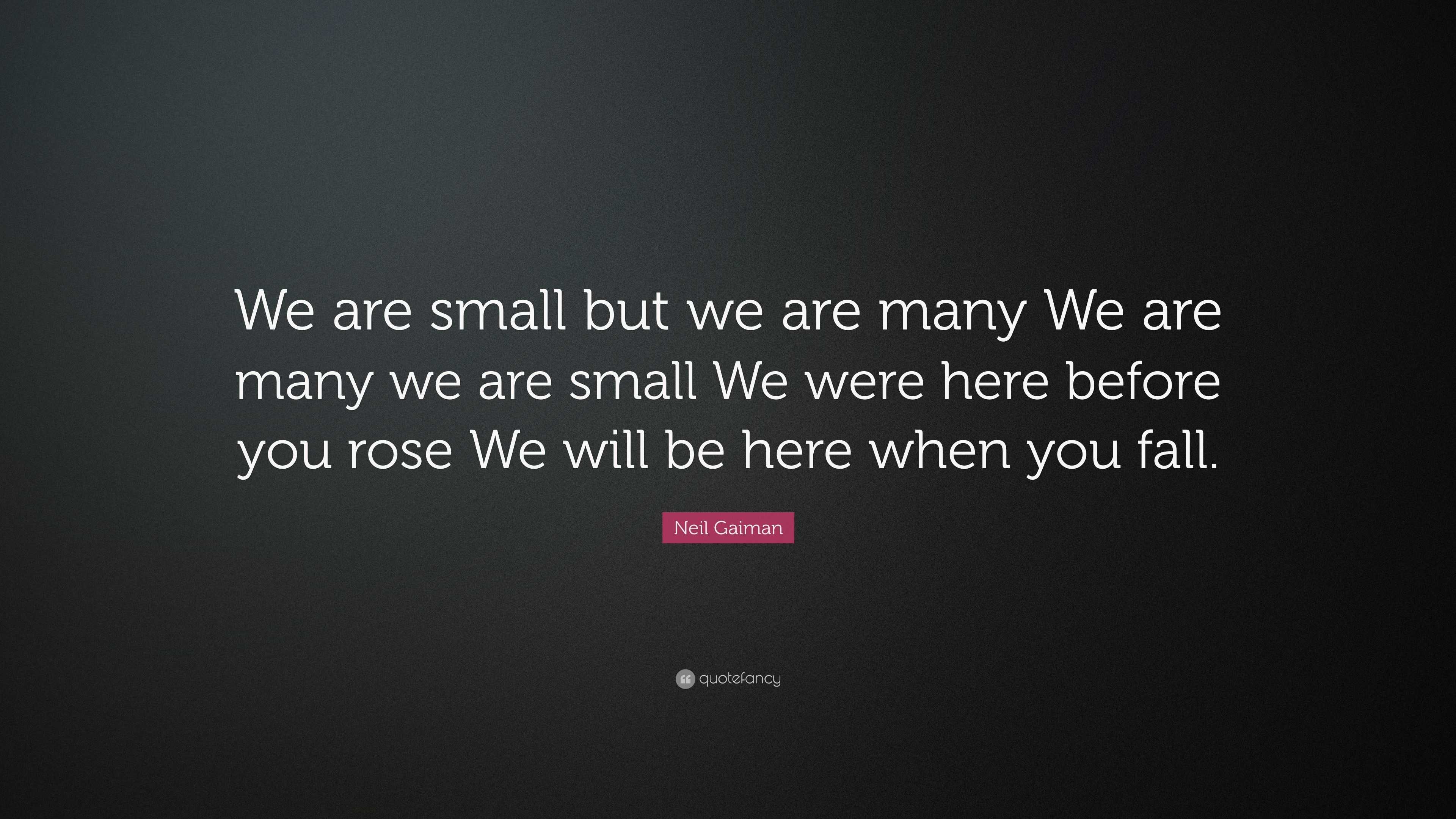 Neil Gaiman Quote: “We are small but we are many We are many we are ...