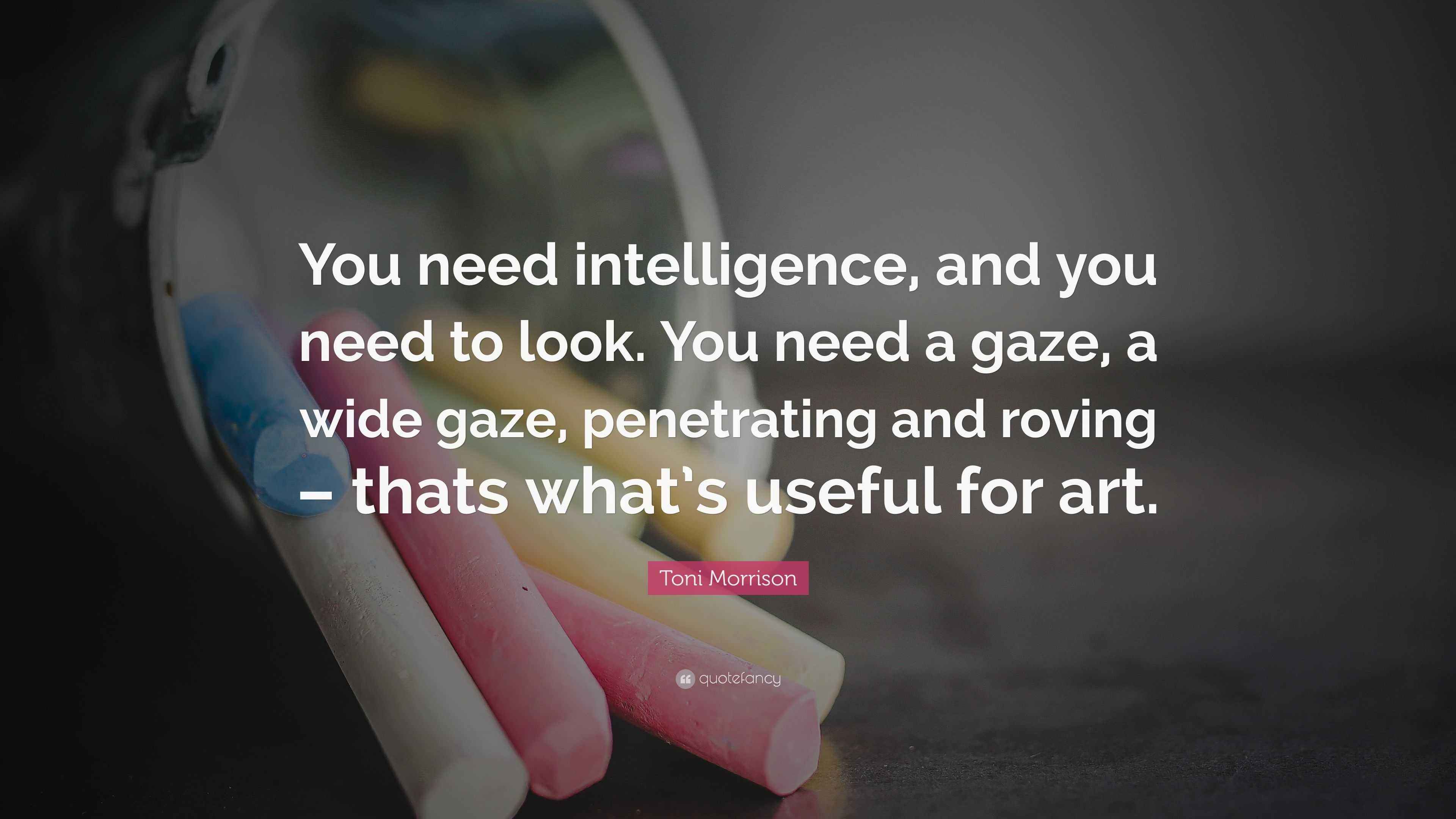 Toni Morrison Quote: “You need intelligence, and you need to look. You ...